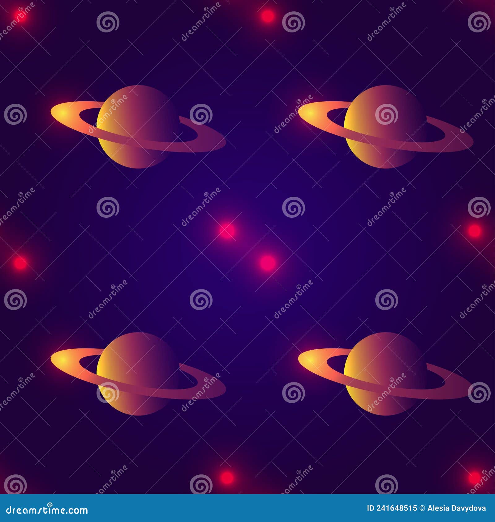 Seamless Pattern on the Theme of Space. Background with Saturn and ...