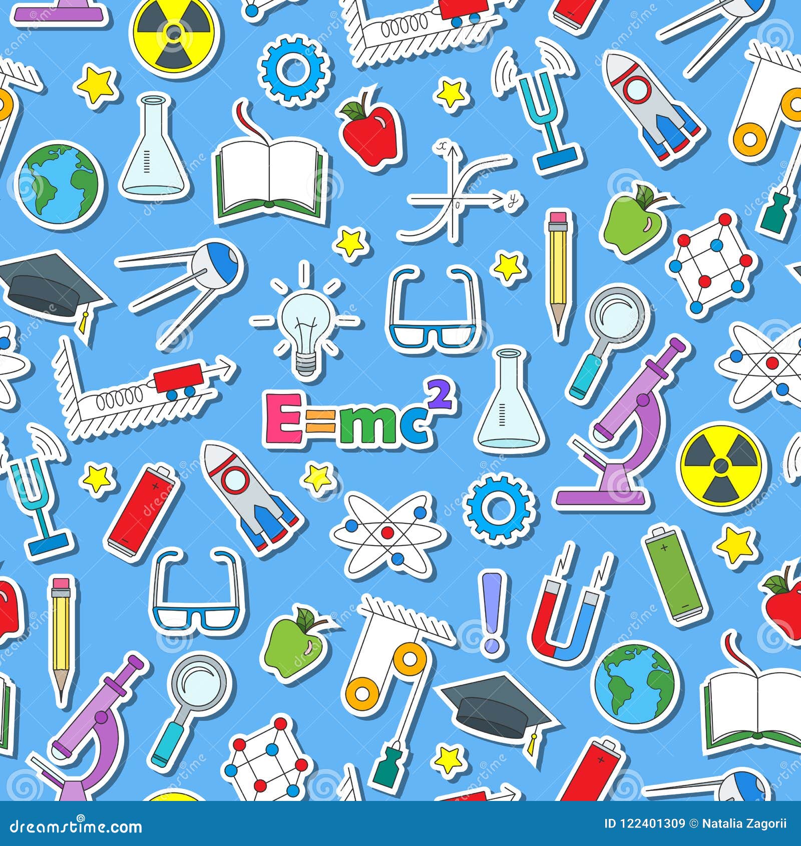 Seamless Illustration of the Subject of Physics Education, Simple ...