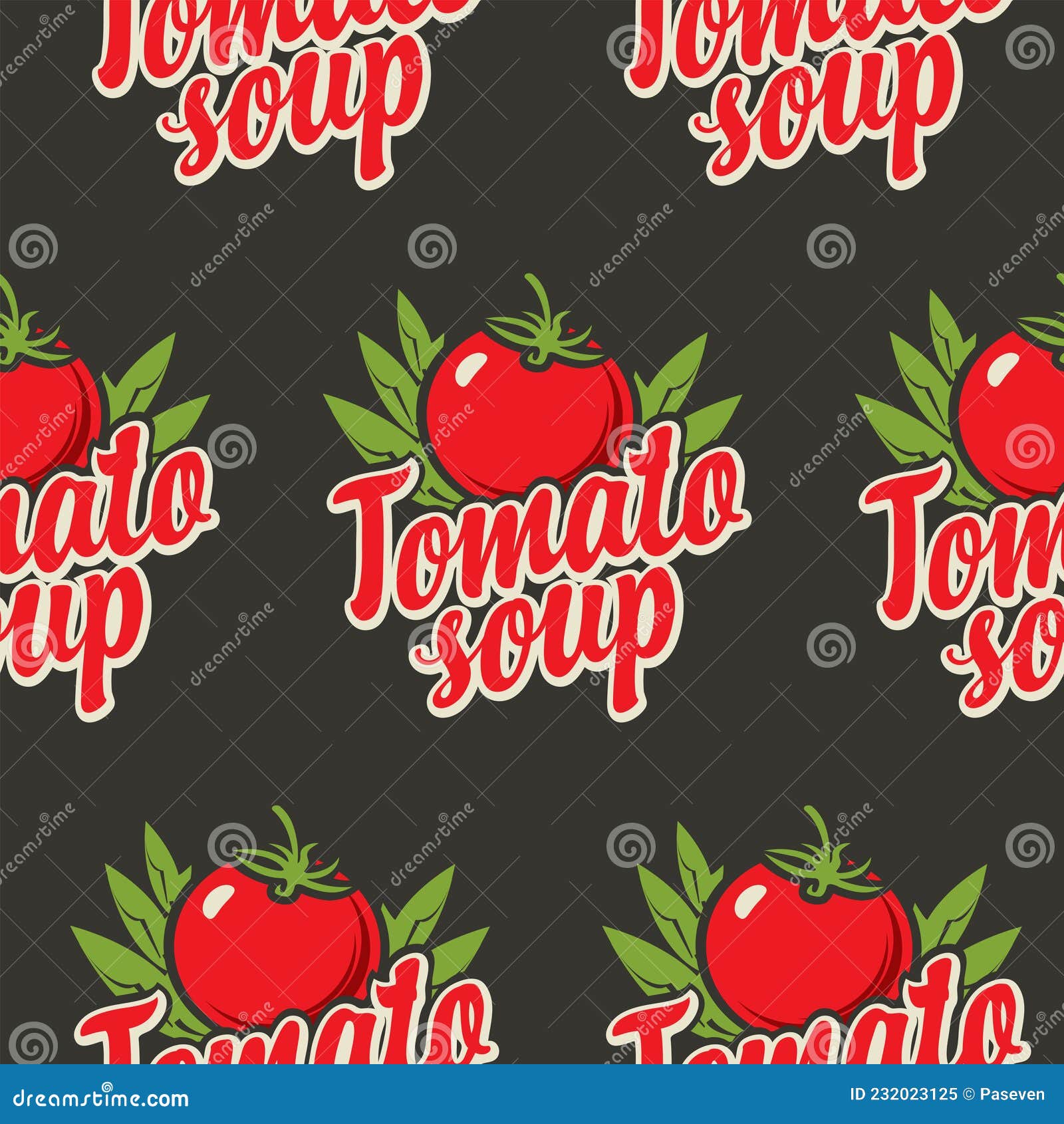 Seamless Pattern on the Theme of Tomato Soup Stock Vector ...