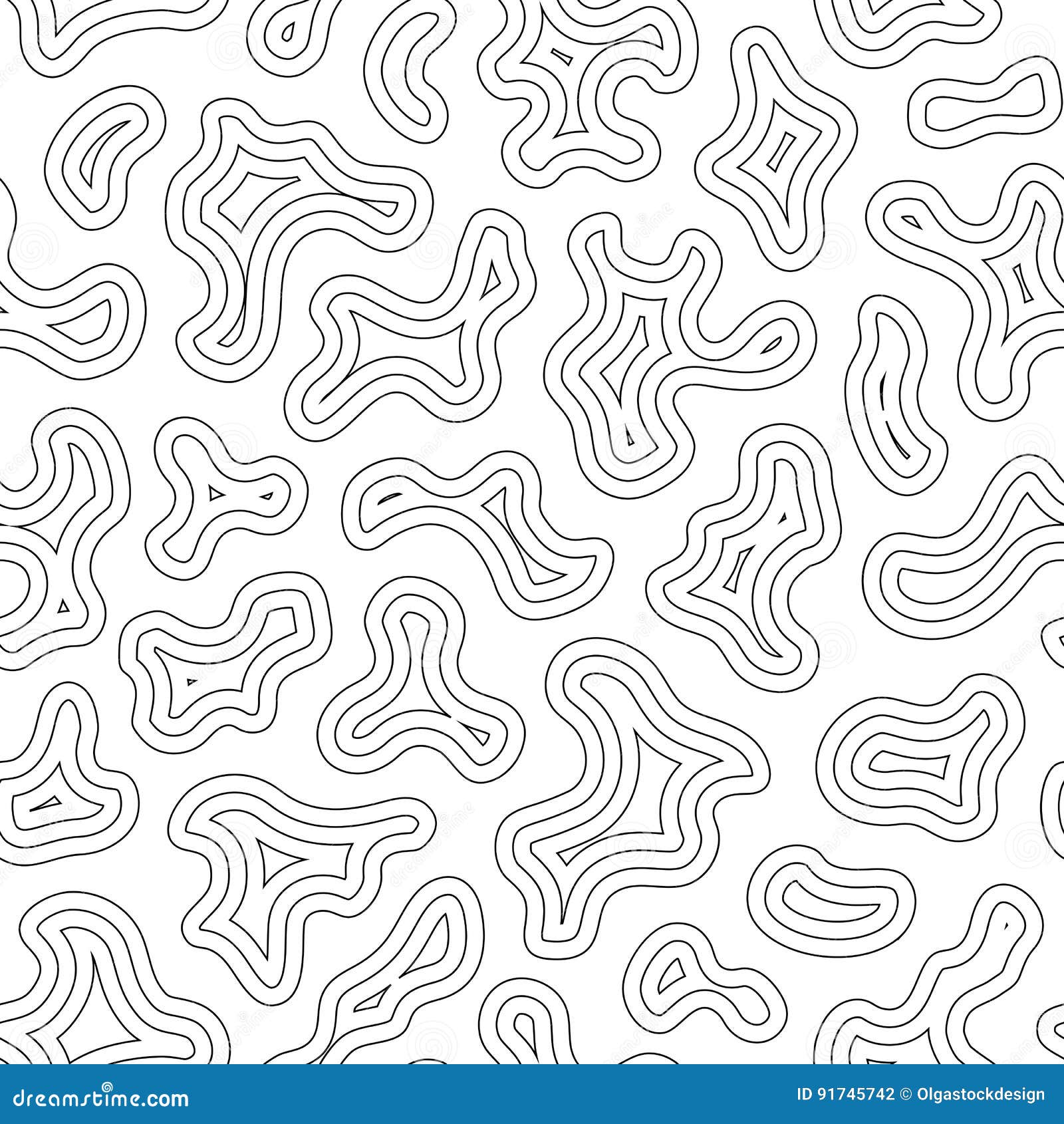 Seamless Pattern, Thin Curved Lines, Black & White Stock Vector ...