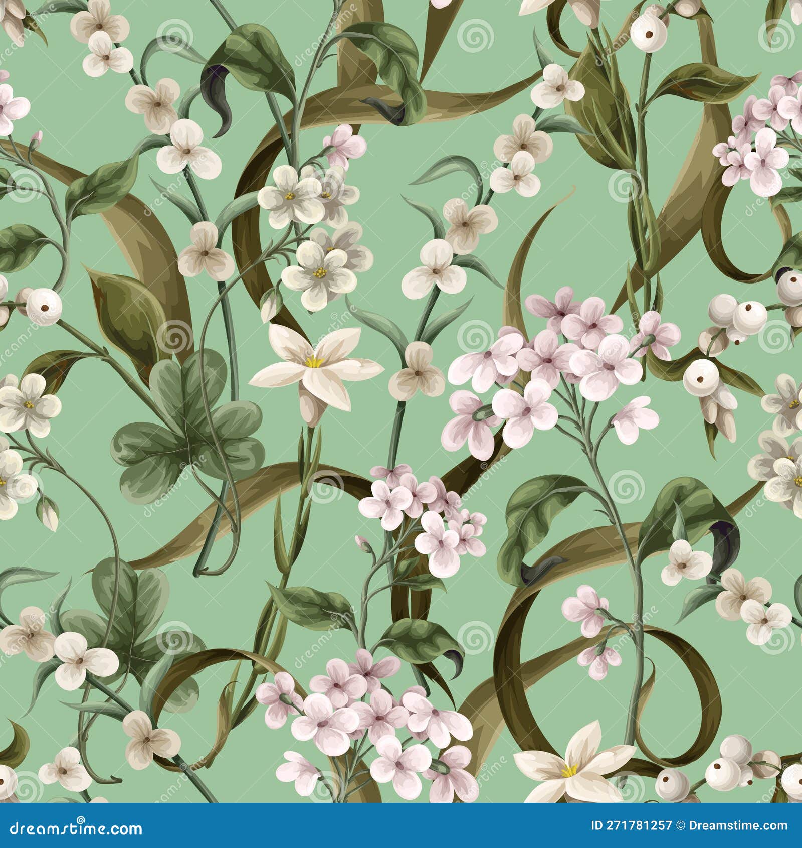 Seamless Pattern with Thin Meadow Flowers. Vector. Stock Vector - Illustration of fresh ...