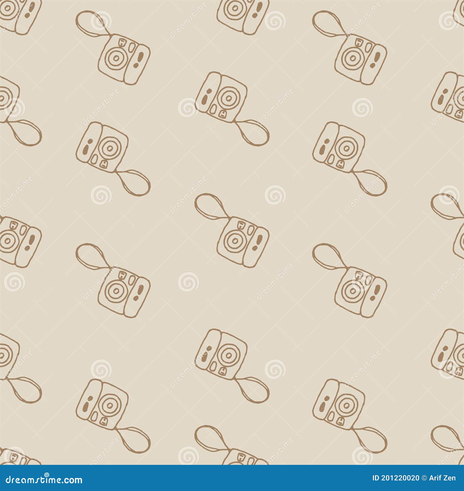 Seamless Pattern with Thin Outline Polaroid on Vintage and Retro ...