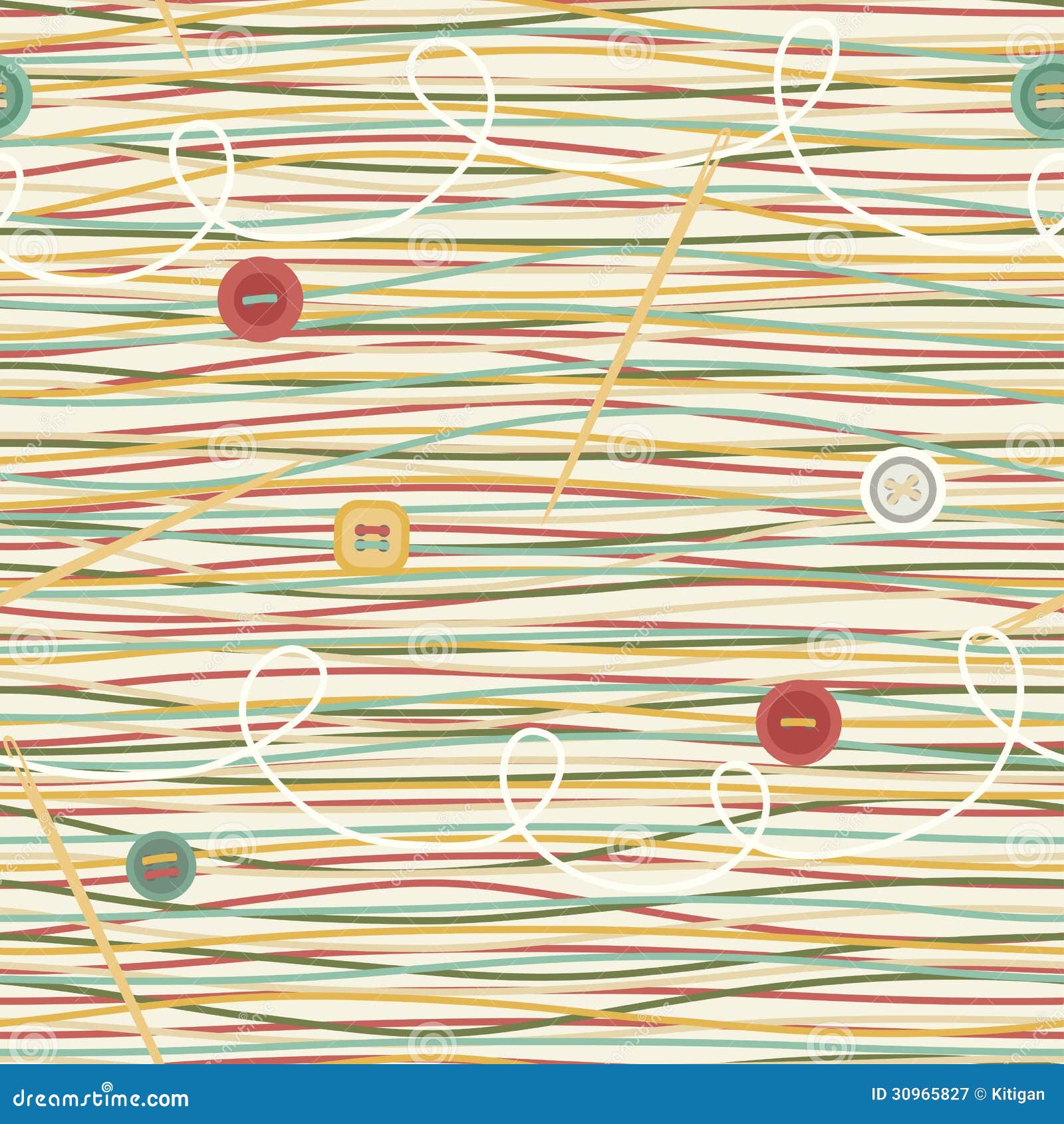 Seamless Pattern with Threads and Buttons Stock Vector - Illustration ...