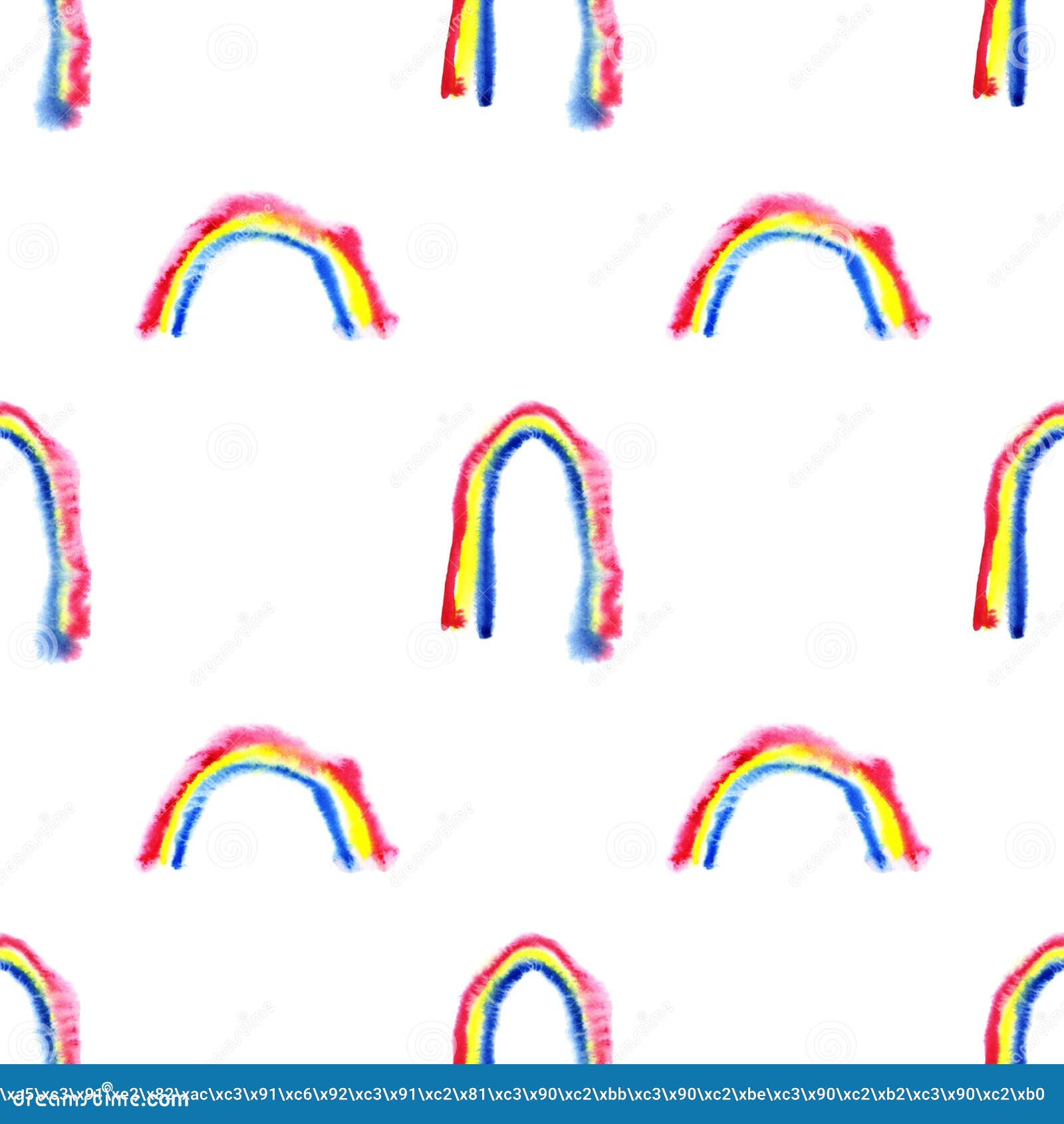 Seamless Pattern Three-color Rainbow Wet Watercolor Stock Illustration ...