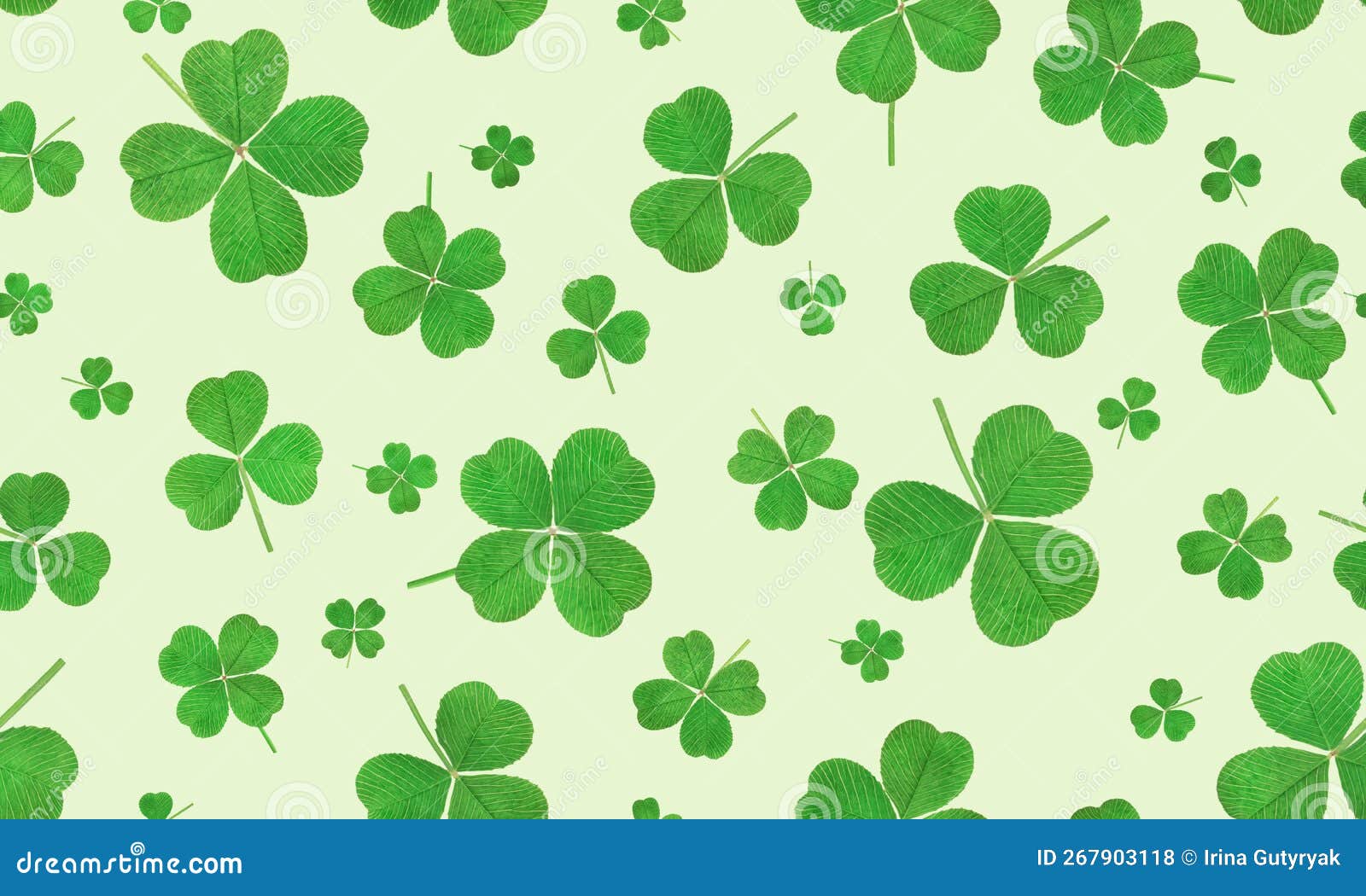 Seamless Pattern of Three-leaf and Four-leaf Clover Stock Illustration ...