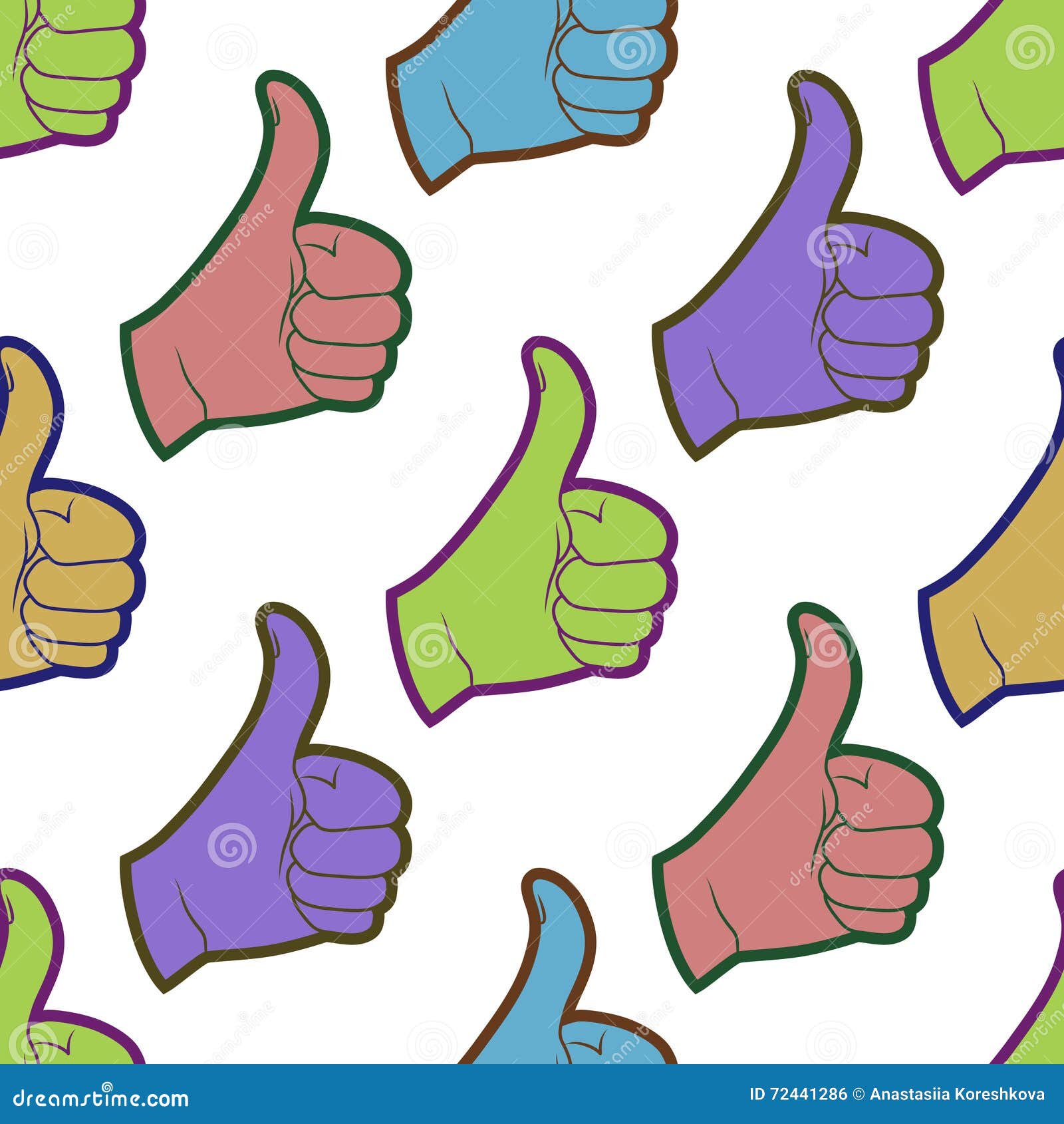 Seamless Pattern with Thumbs Up Sign. Stock Vector - Illustration of ...
