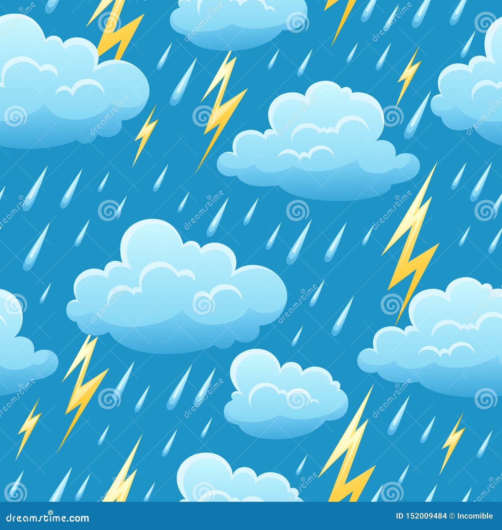 Seamless Pattern with Thunderstorm. Stock Vector - Illustration of ...