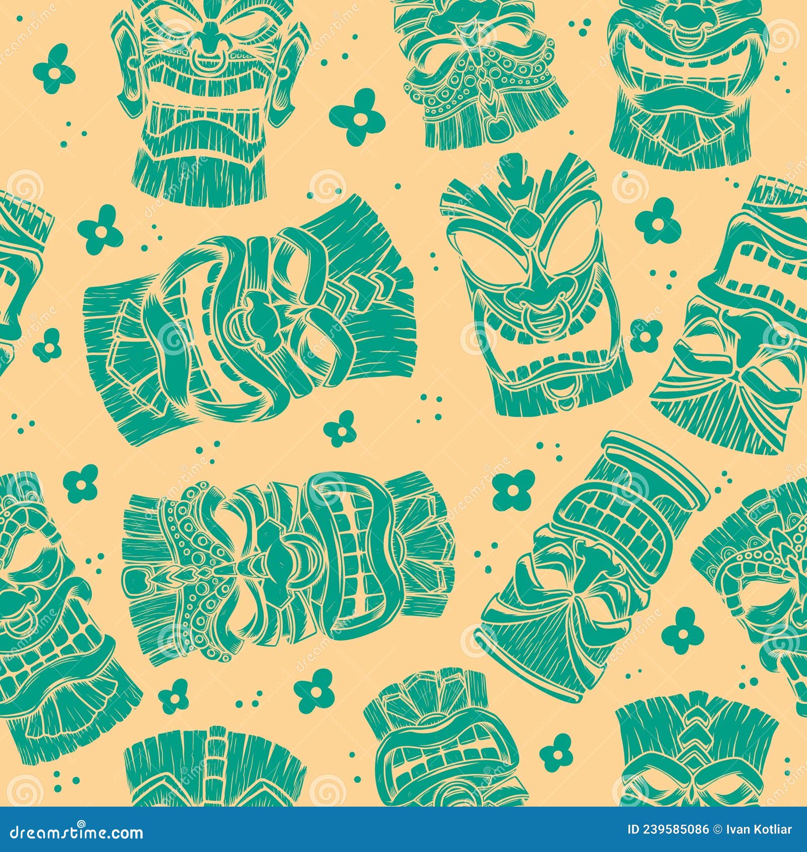 Seamless Pattern with Tiki Idols. Design Element for Poster, Card ...