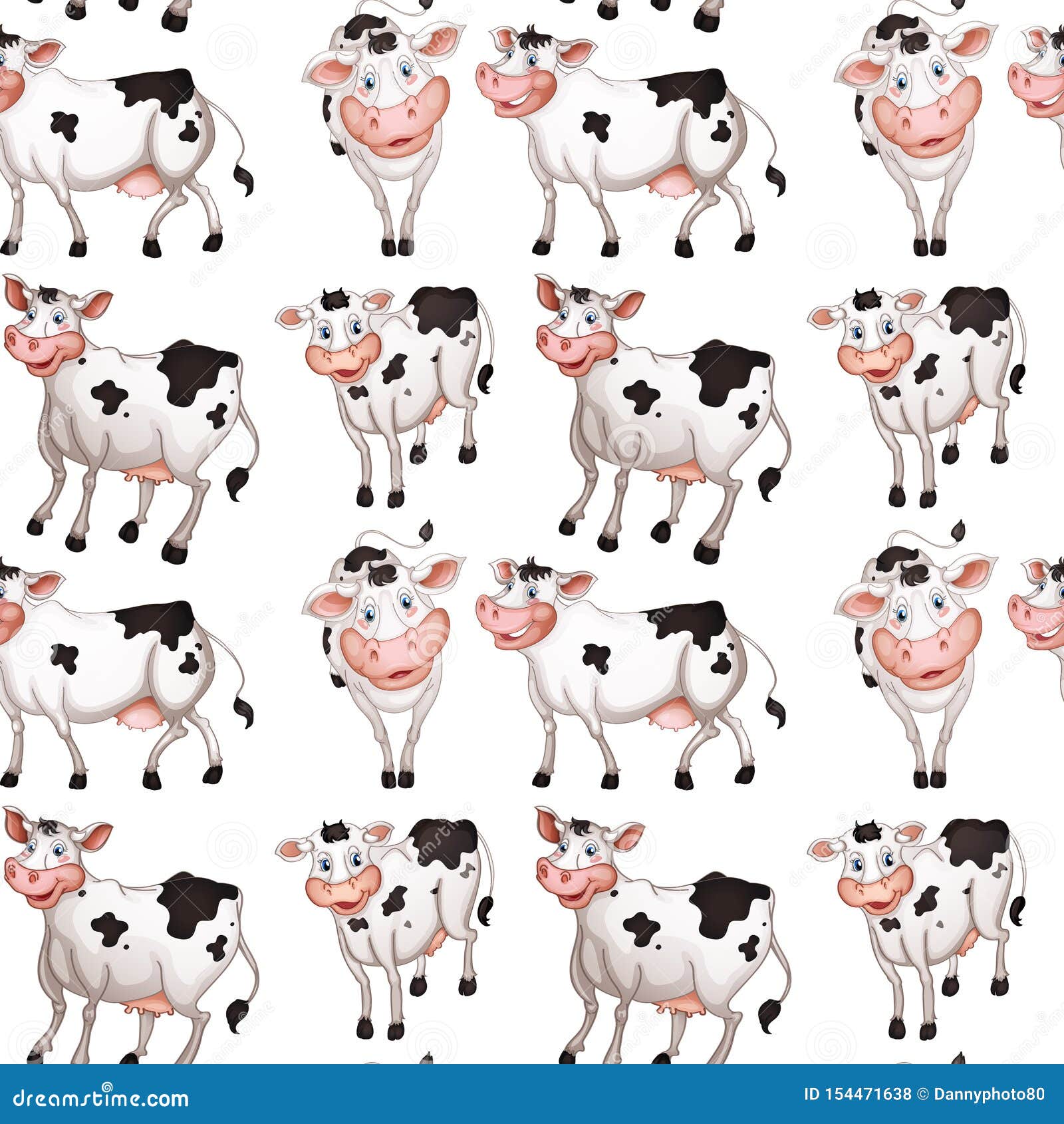 Seamless Pattern Tile Cartoon with Cows Stock Vector - Illustration of ...