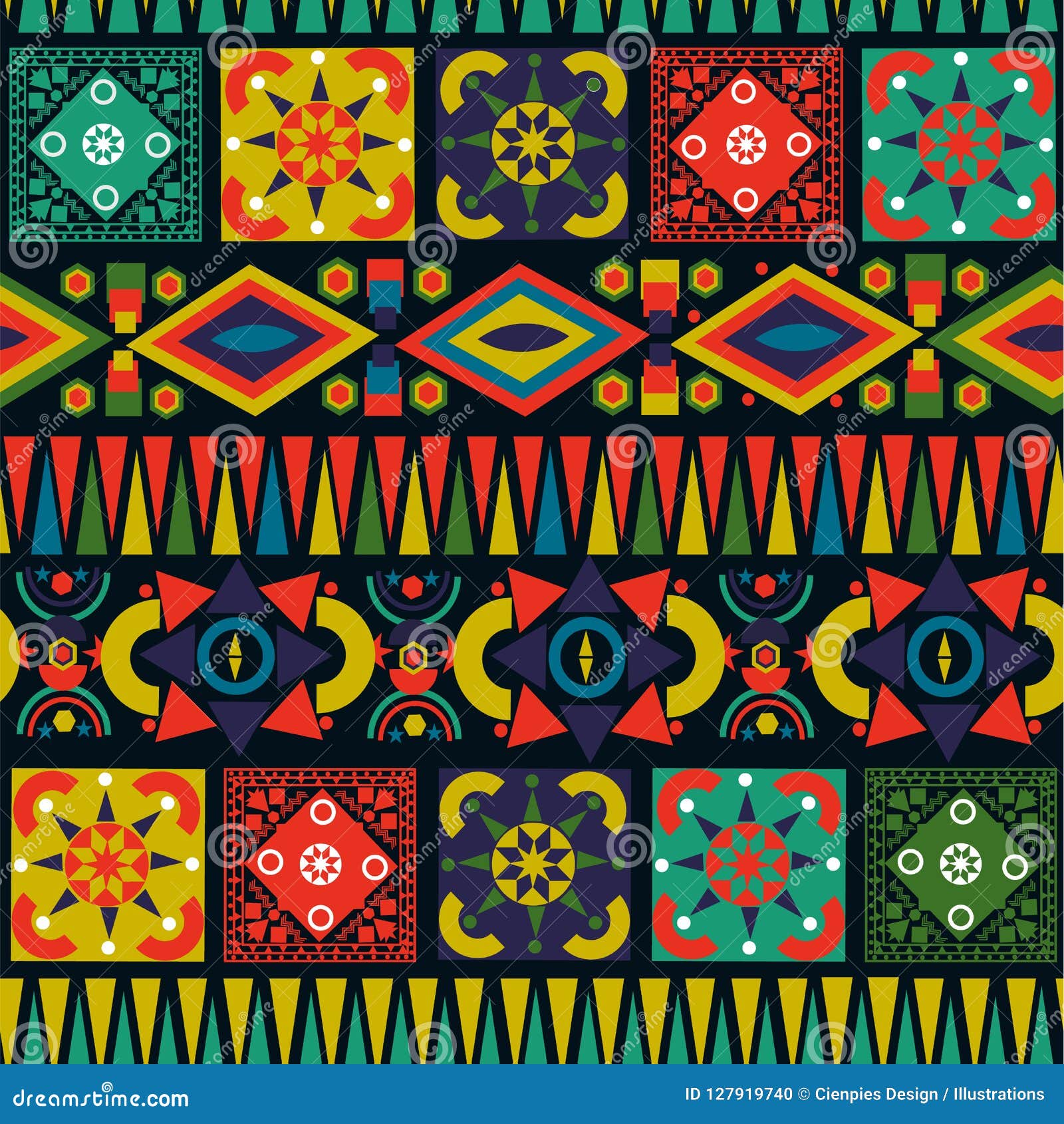 Retro Folk Abstract Patchwork Seamless Pattern Art Stock Vector ...