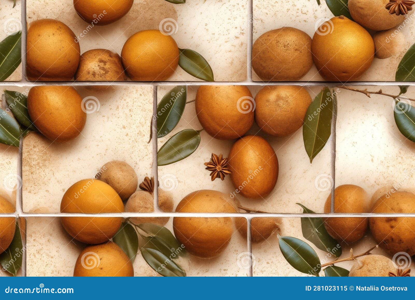 Seamless Pattern of Tile Tiles with Nutmeg Fruit Pattern with Patterns ...