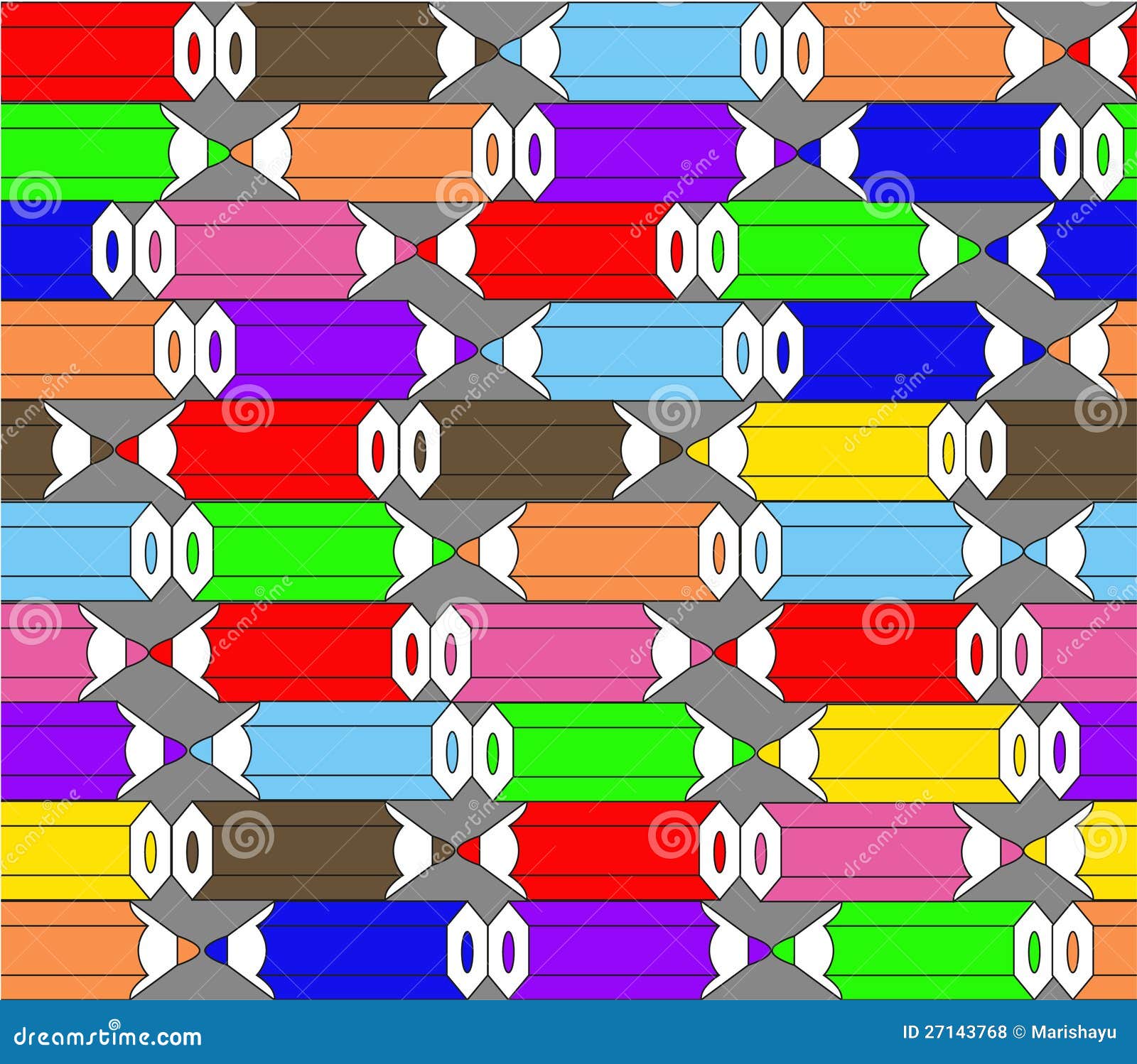 Seamless Pattern Tiled with Pencils Stock Illustration - Illustration ...