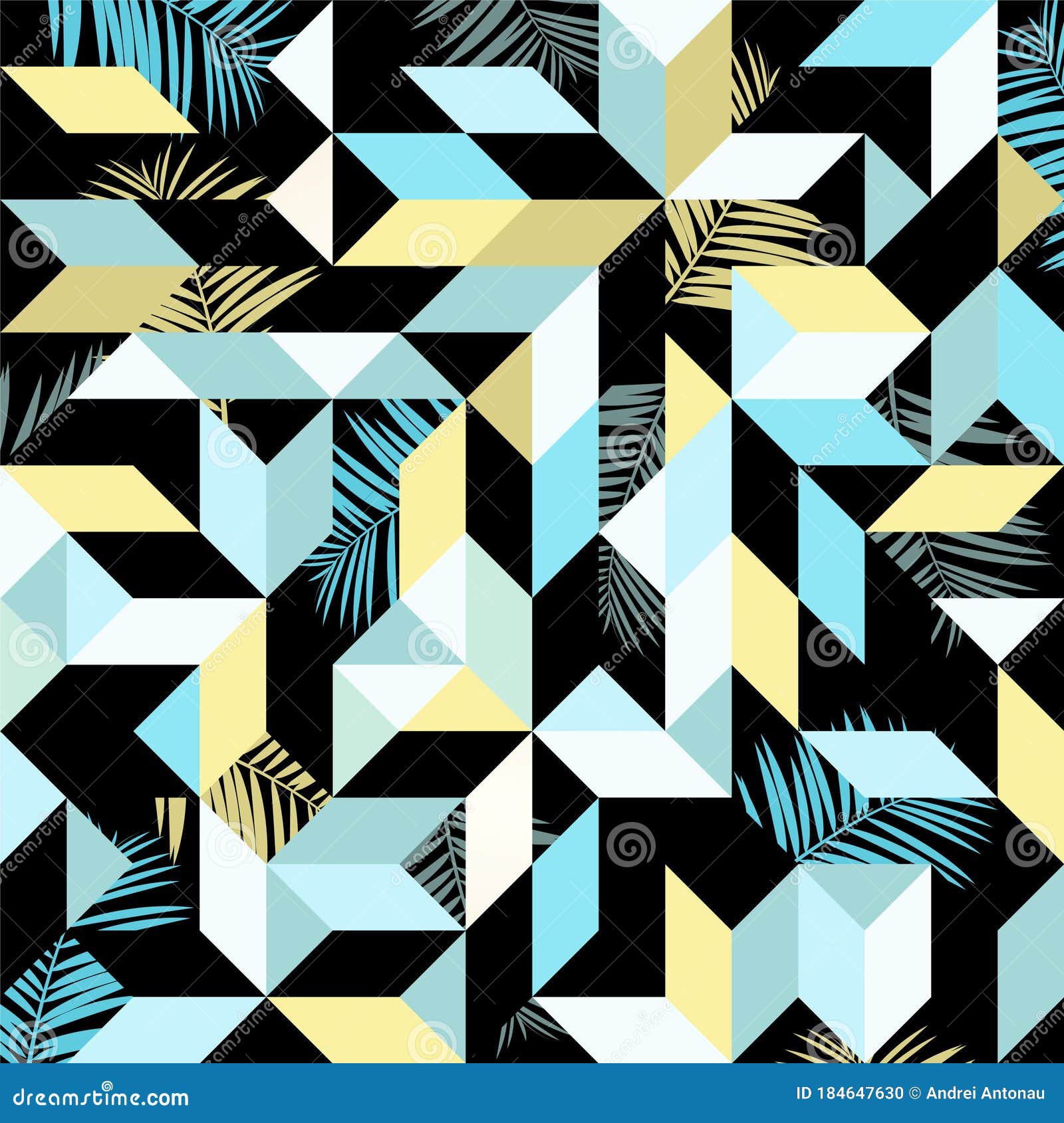 281_Tiles in Exotic Beach Style. with Elements of Tropical Leaves ...