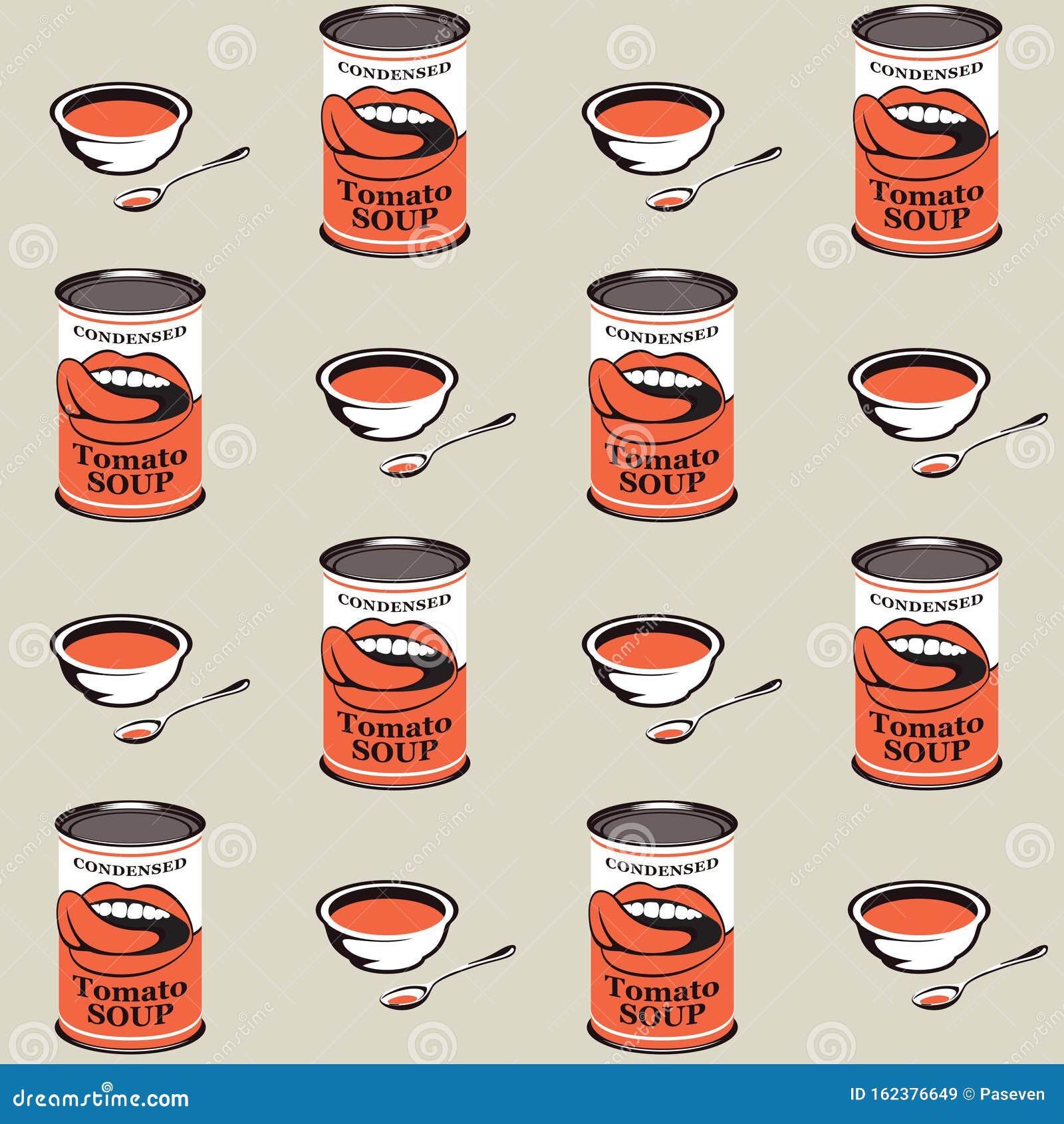 Seamless Pattern with Tin Cans of Tomato Soup Stock Vector ...