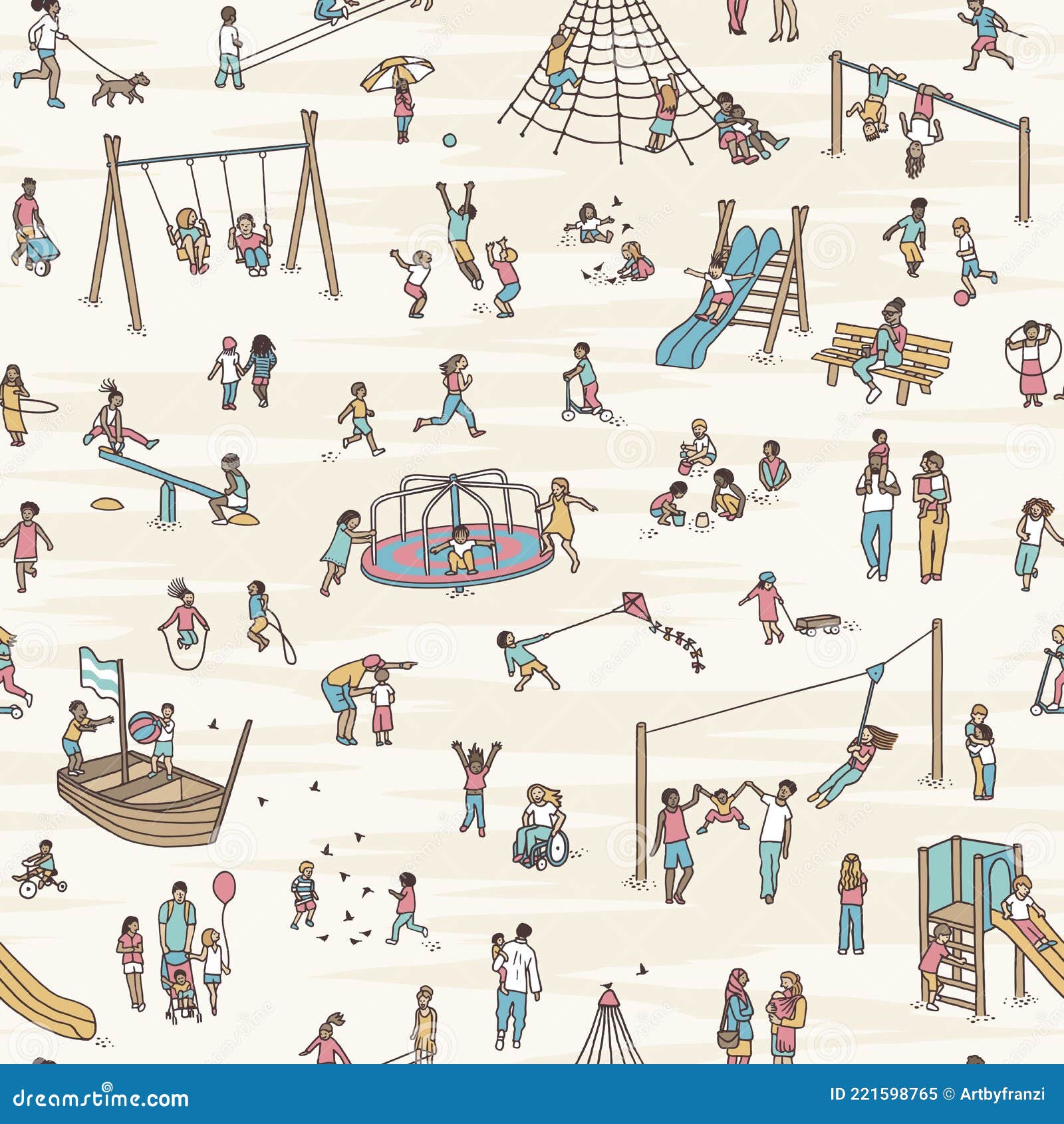 Seamless Playground Pattern Vector Illustration | CartoonDealer.com ...