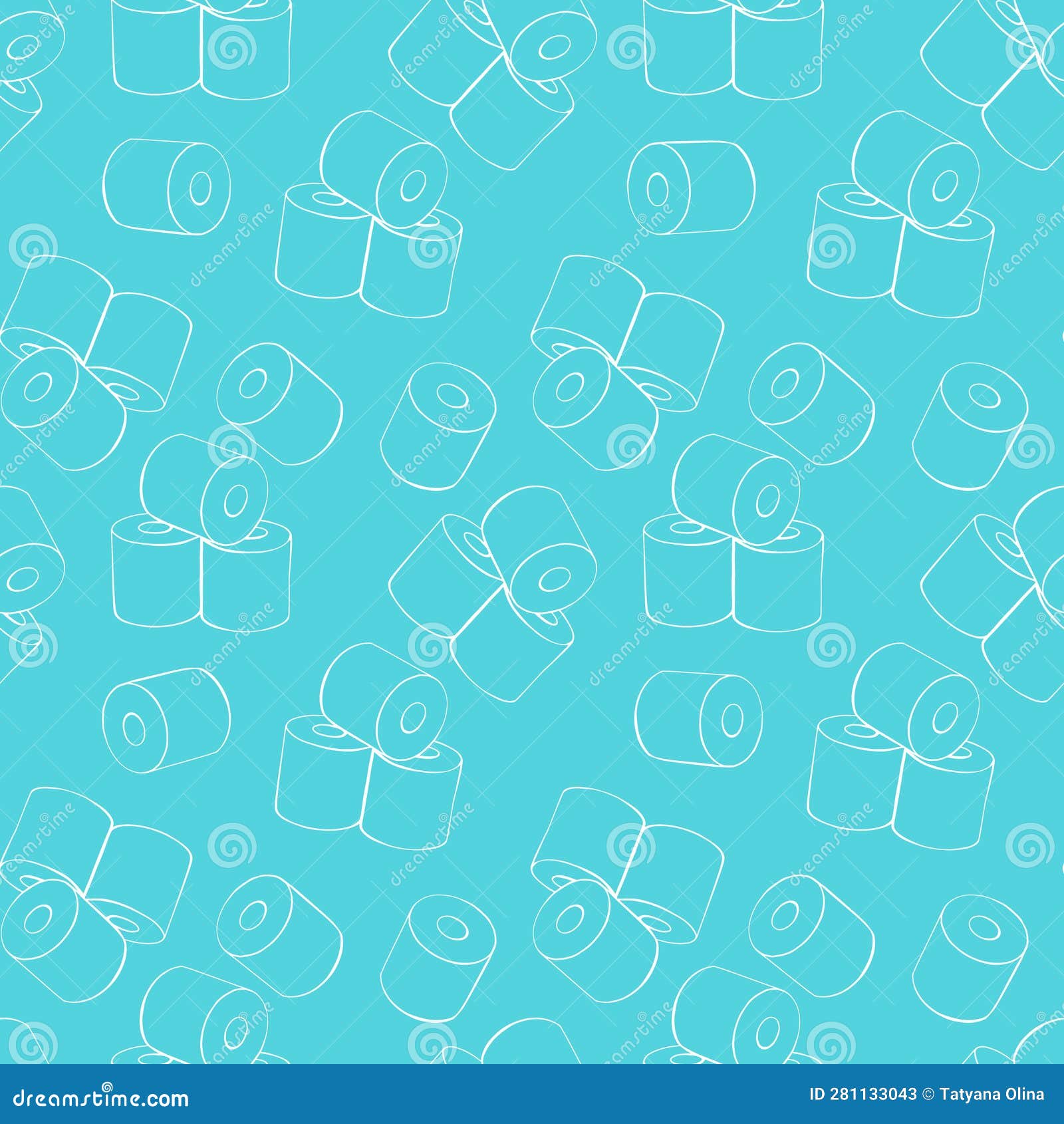 Toilet Paper Seamless Pattern Vector Flat Illustration Stock Vector