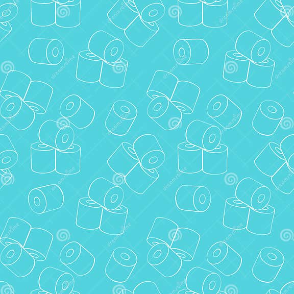 Toilet Paper Seamless Pattern Vector Flat Illustration Stock Vector