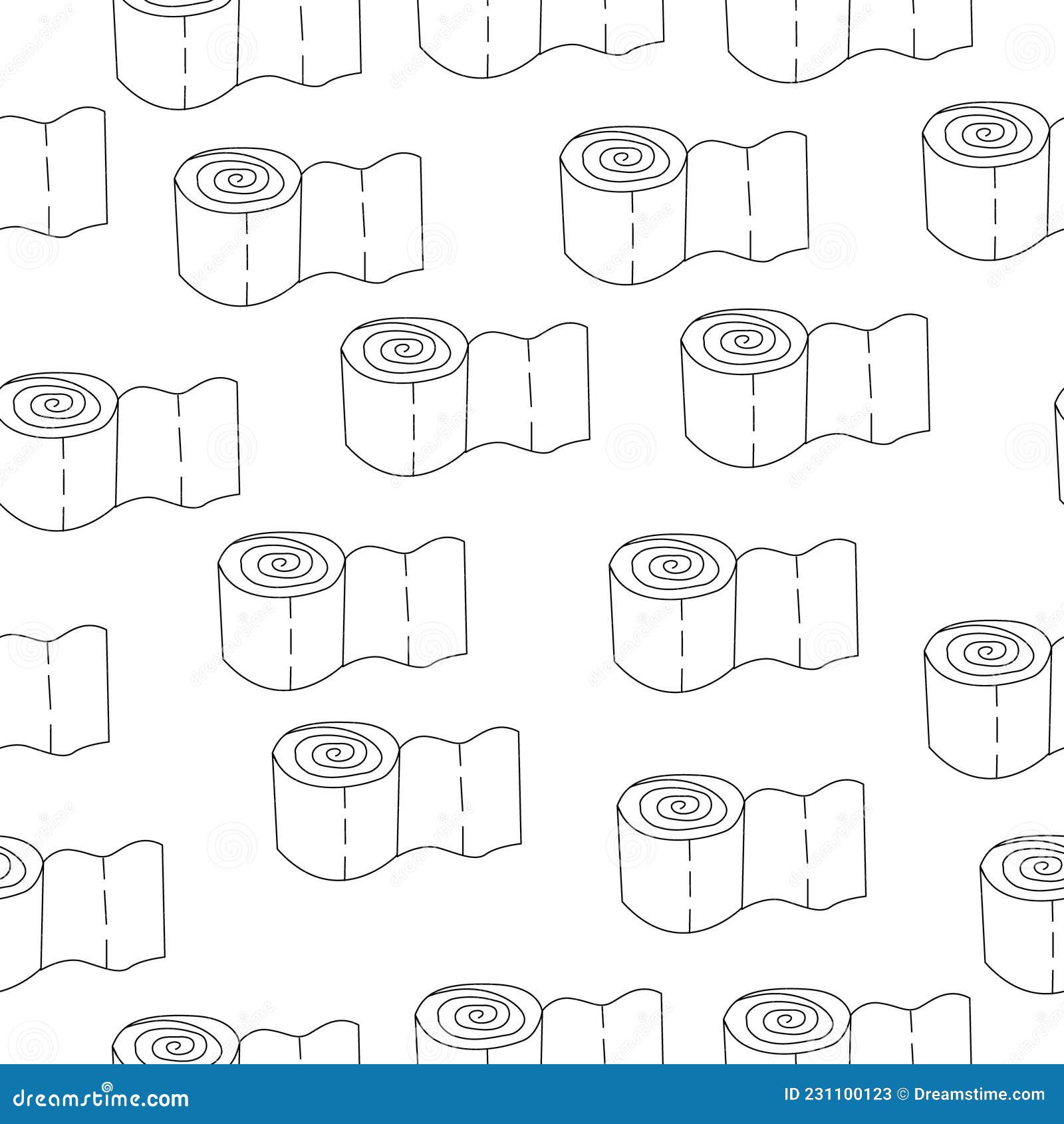 Seamless Pattern with Toilet Paper Rolls, Toilet Paper is Drawn with a ...