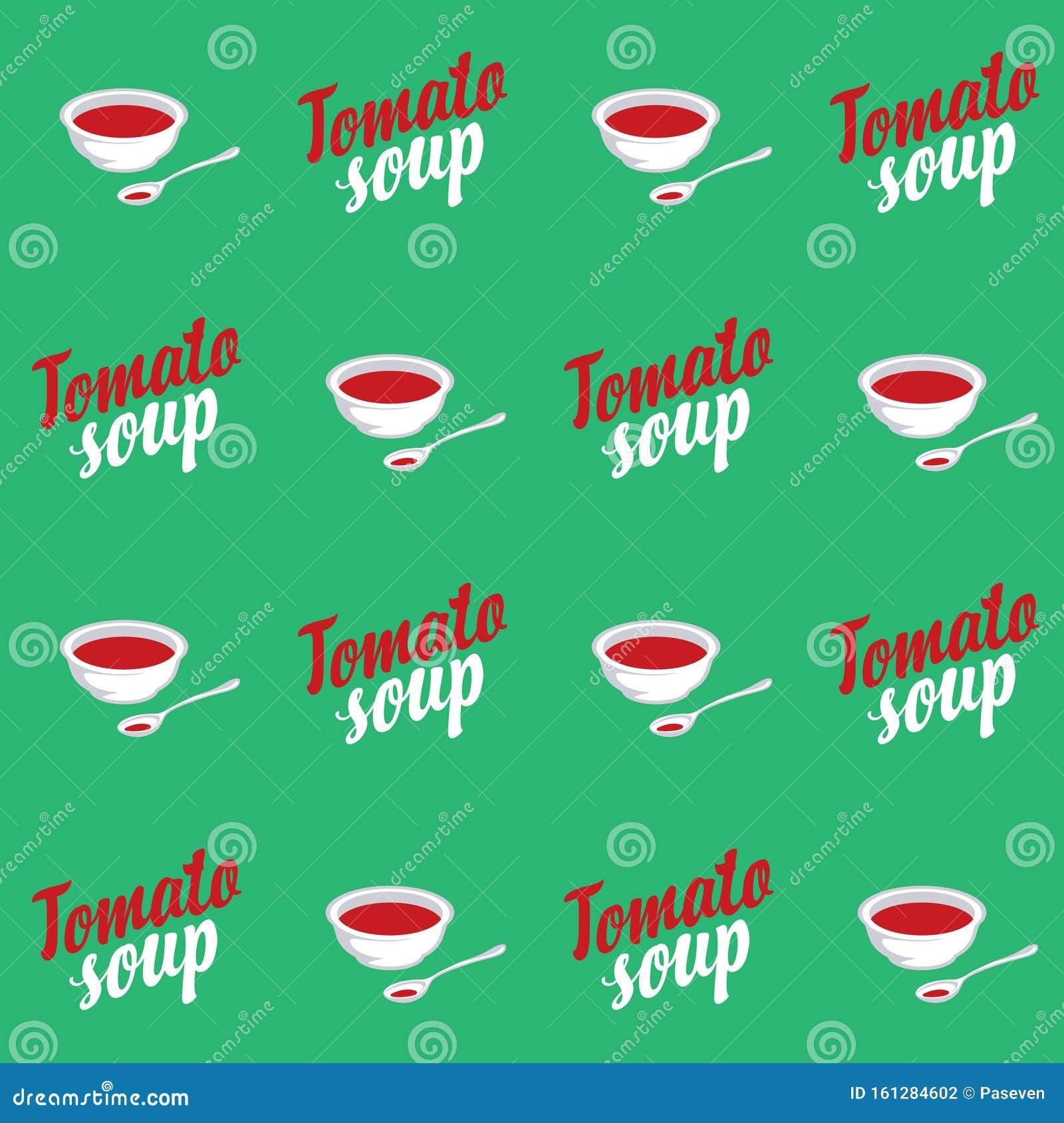 Seamless Pattern with Tomato Cream Soup in Bowls Stock Vector ...