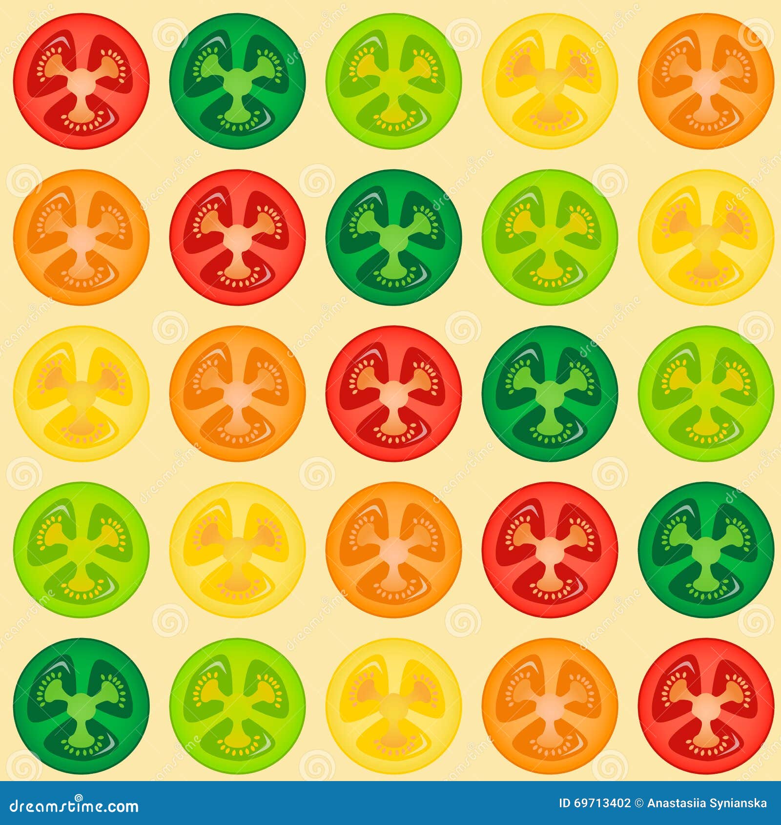 Seamless Pattern with Tomato Slice Stock Vector - Illustration of salad ...