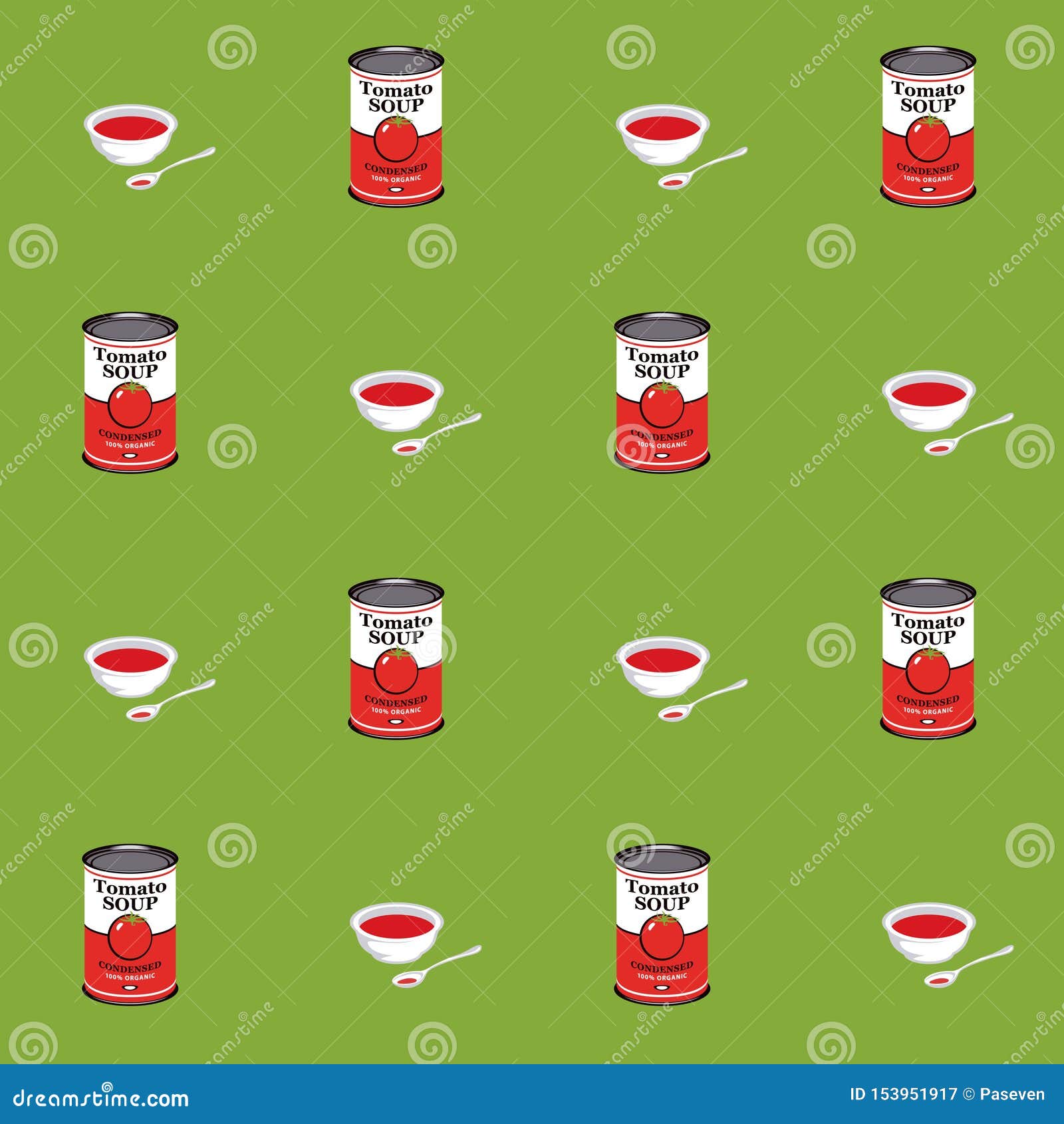 Seamless Pattern with Tomato Soup in Cans and Bowls Stock Vector ...