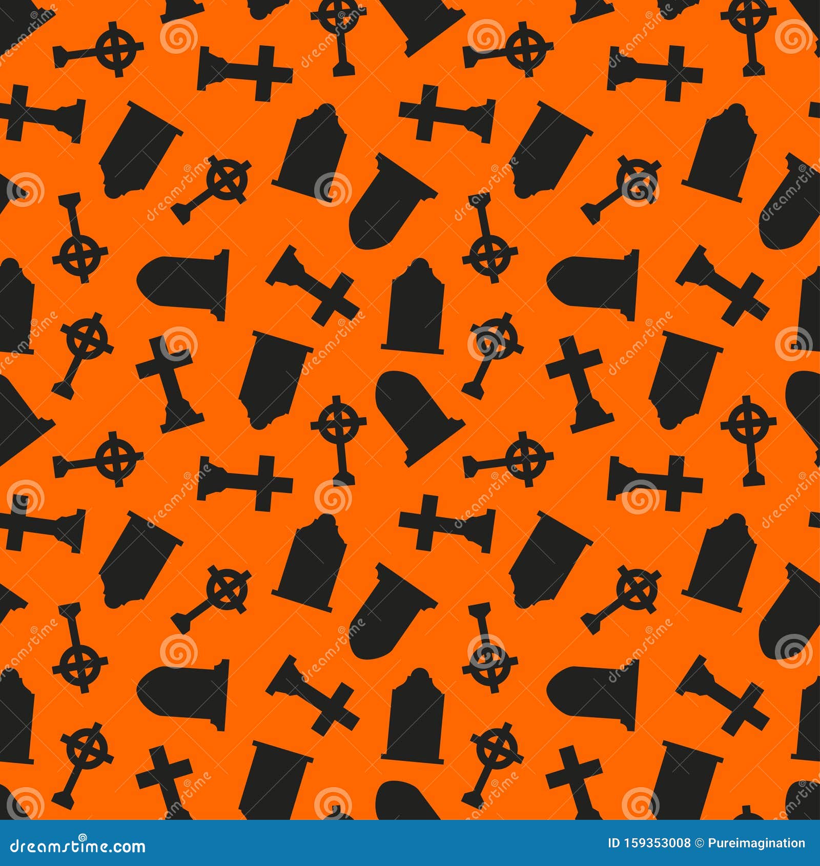 Seamless Pattern with Tombstone Stock Vector - Illustration of ...