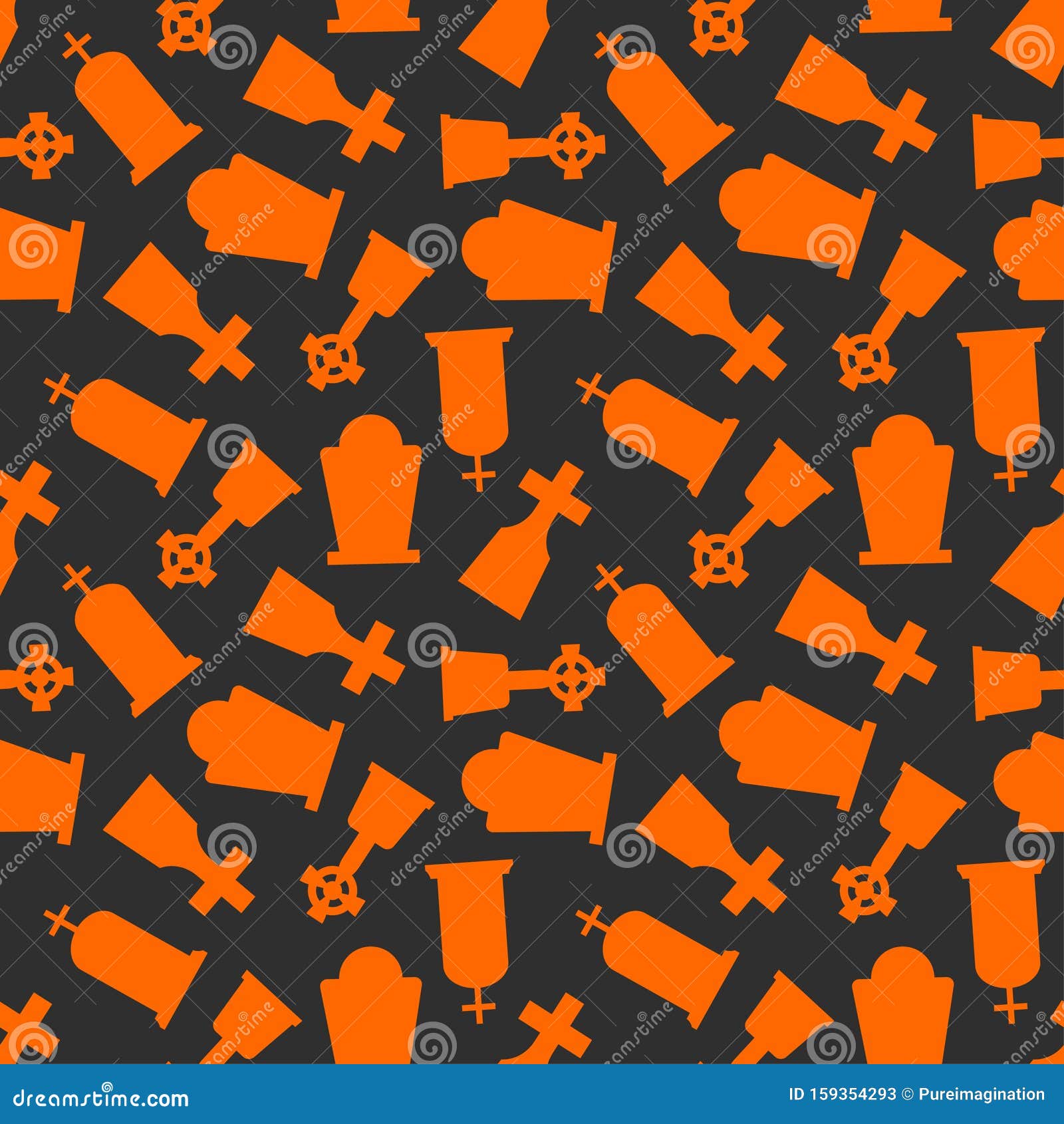 Seamless Pattern with Tombstone Stock Vector - Illustration of crypt ...