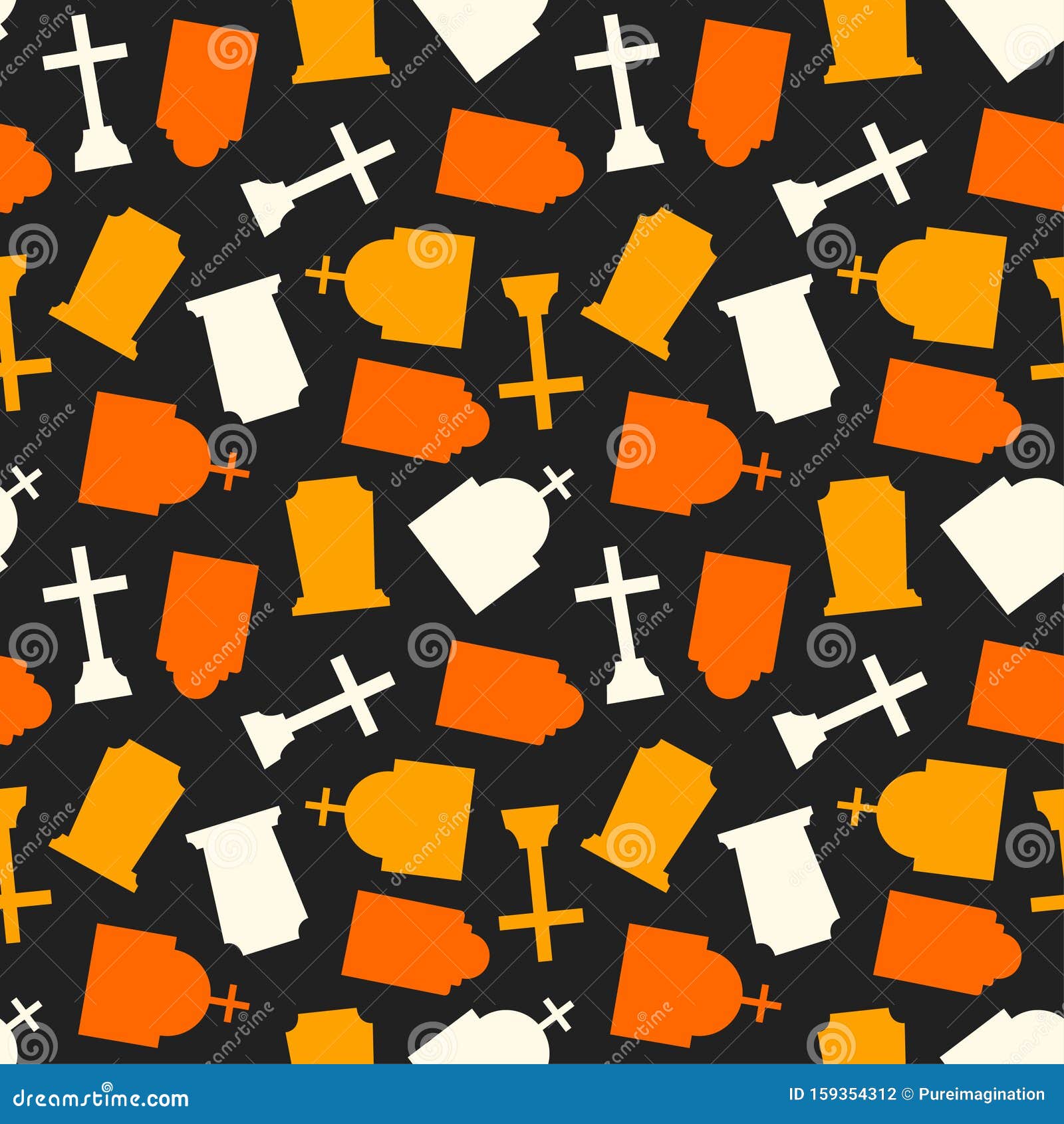 Seamless Pattern with Tombstone Stock Vector - Illustration of cross ...