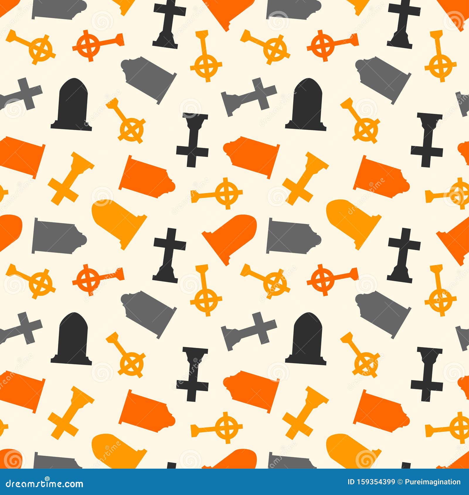 Seamless Pattern with Tombstone Stock Vector - Illustration of cartoon ...