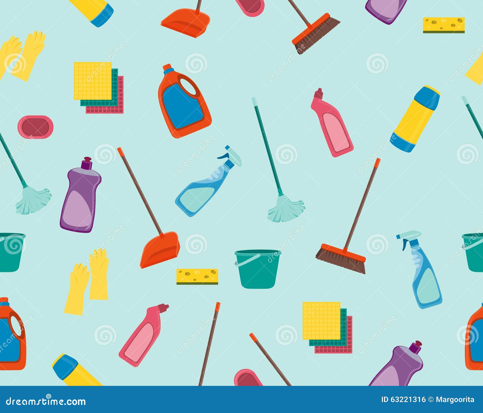 Seamless Pattern Tools for Cleaning Stock Vector - Illustration of ...