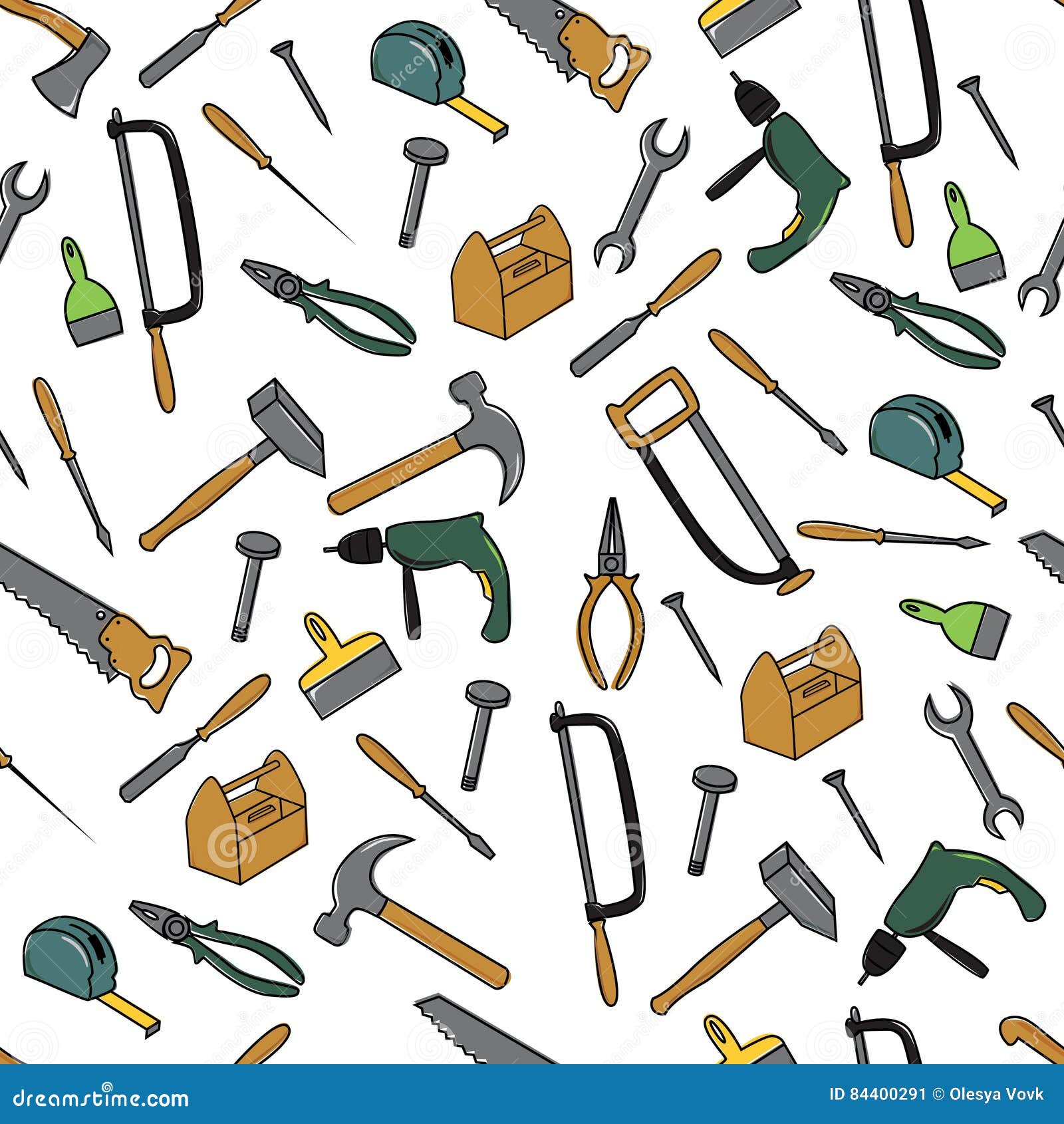 Seamless Pattern with Tools Stock Vector - Illustration of white ...