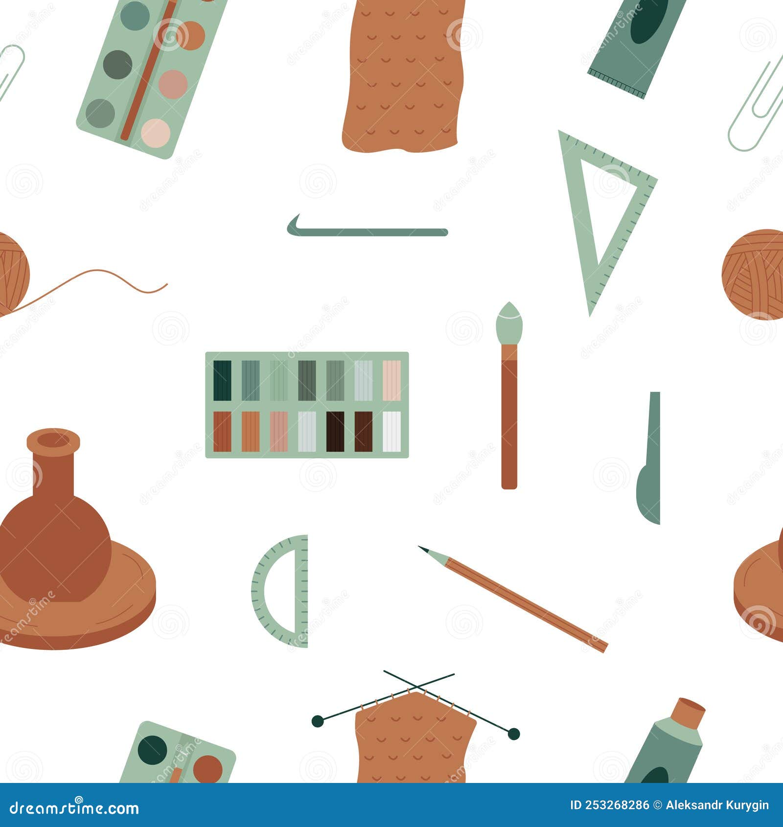 Seamless Pattern with Tools for Hobbies and Crafts. Flat Style. Vector ...