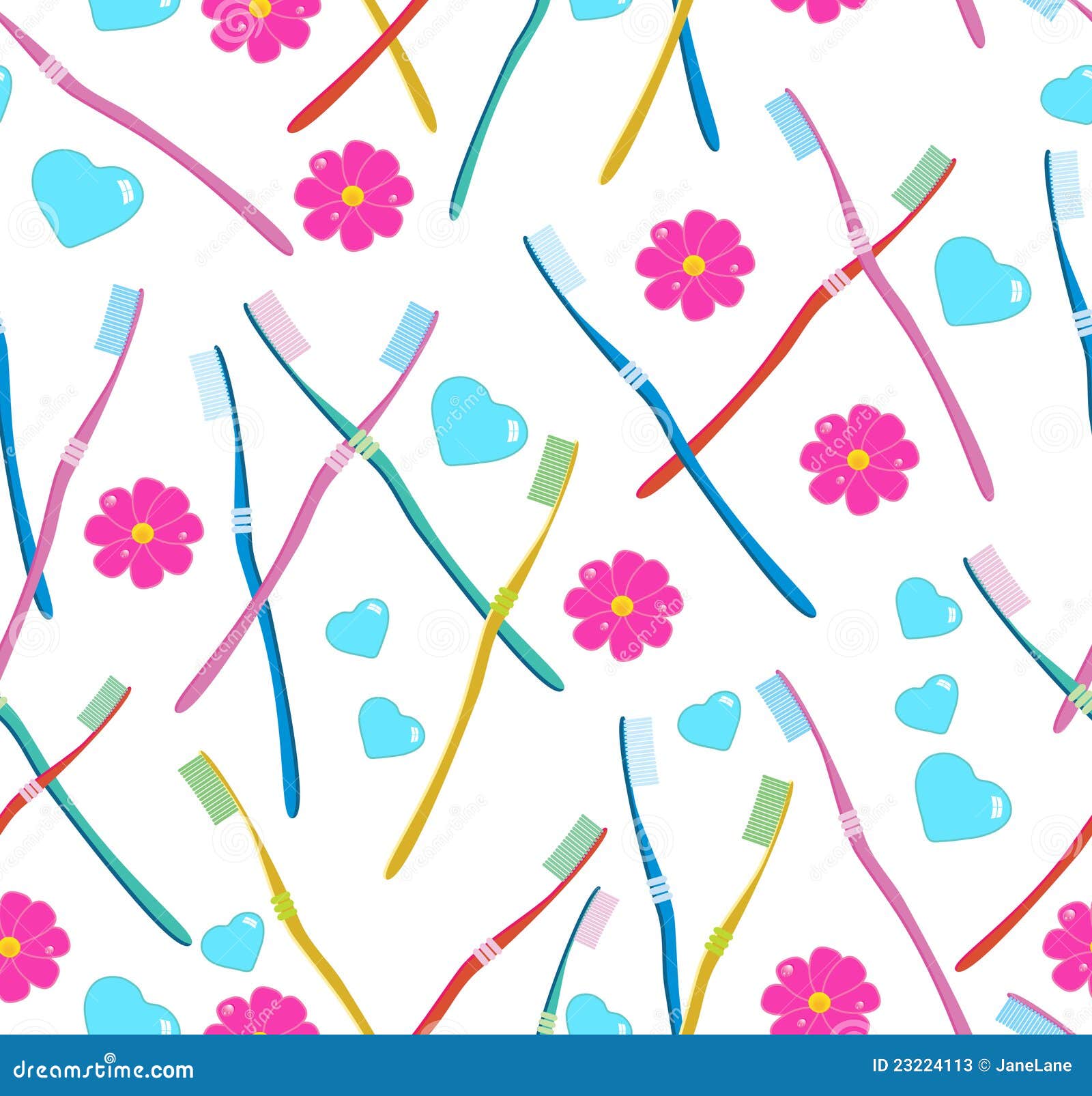 Seamless Pattern with Tooth-brushes Stock Vector - Illustration of pink ...