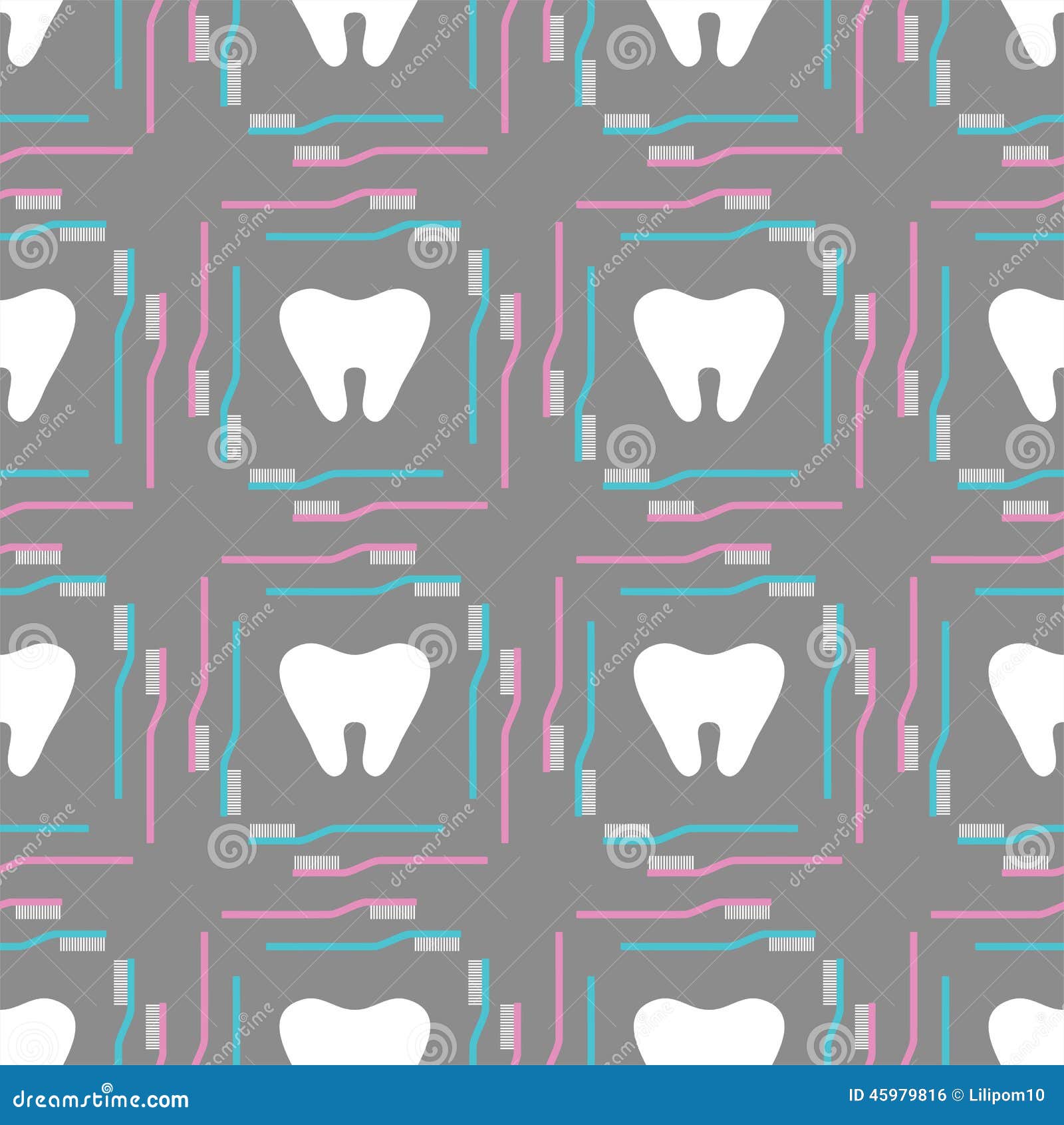 Seamless Pattern of Tooth Brushes and Teeth Stock Vector - Illustration ...
