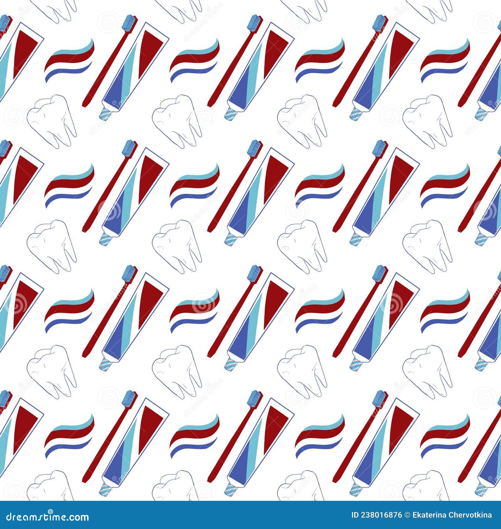 Seamless Pattern Toothpaste, Brush and Teeth Stock Vector ...