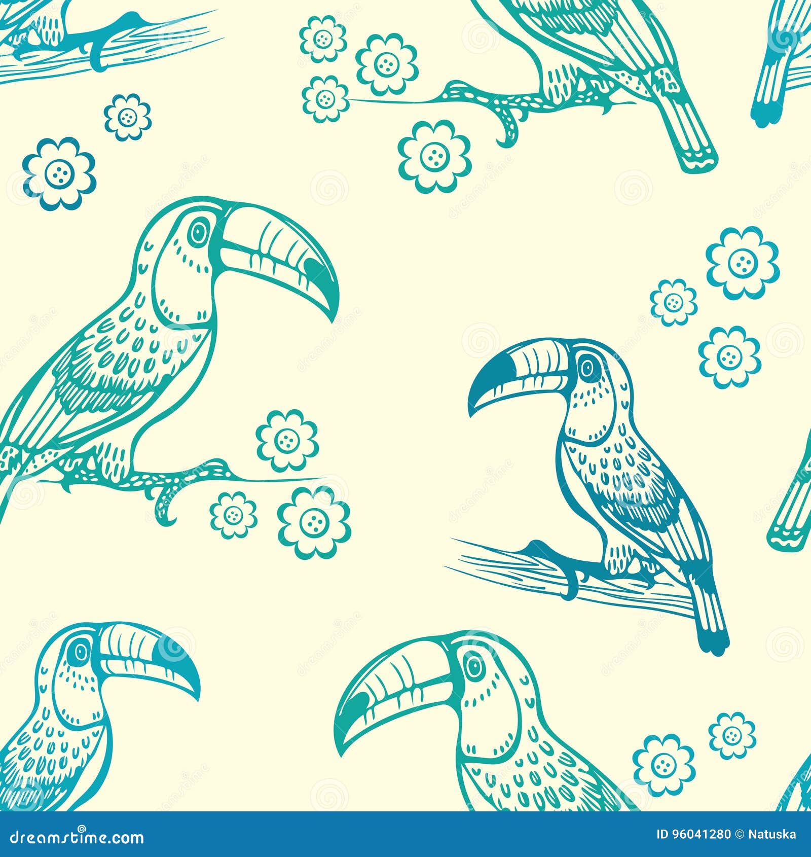 Seamless Pattern with Toucans. Stock Illustration - Illustration of ...