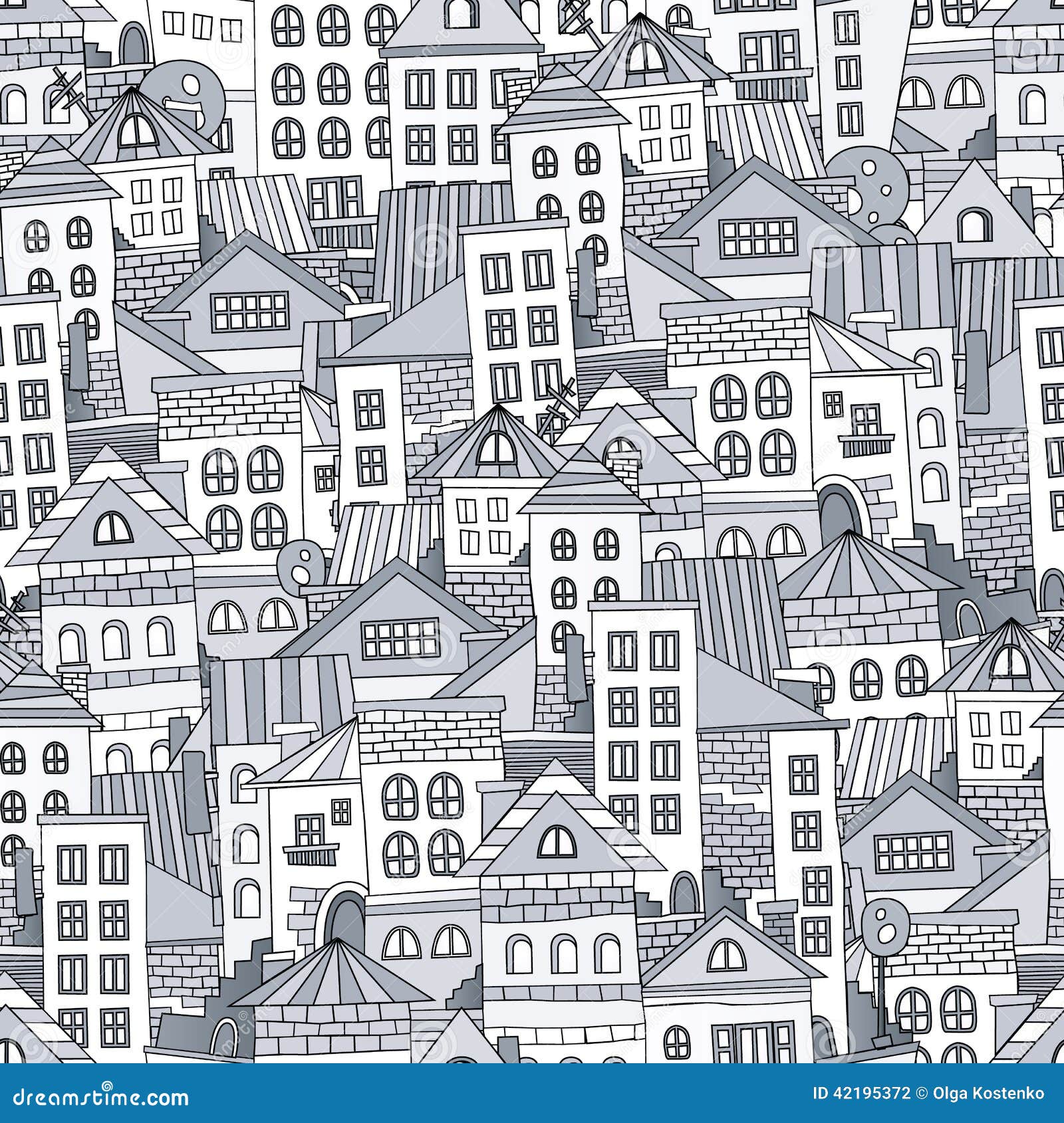Seamless Pattern Town Houses. Vector Illustration Stock Vector ...