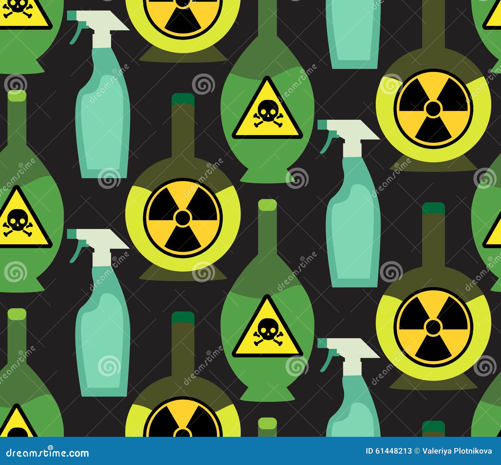 Seamless Pattern with Toxic Chemicals in the Bottles Stock Vector ...