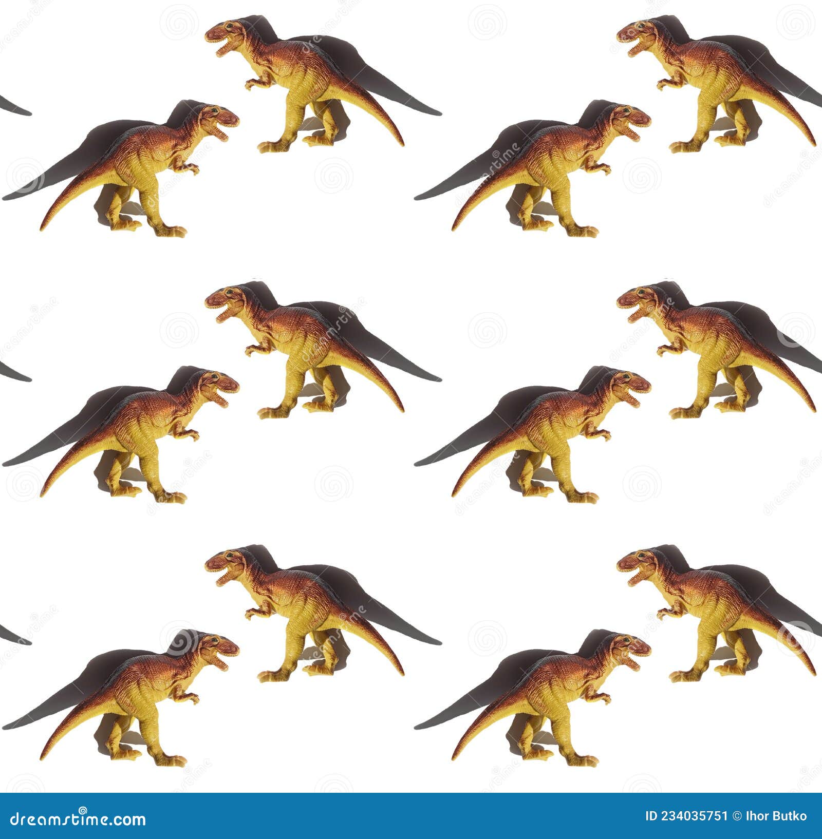 Seamless Pattern with Toy T-rex Dinosaur on White Background. Stock ...