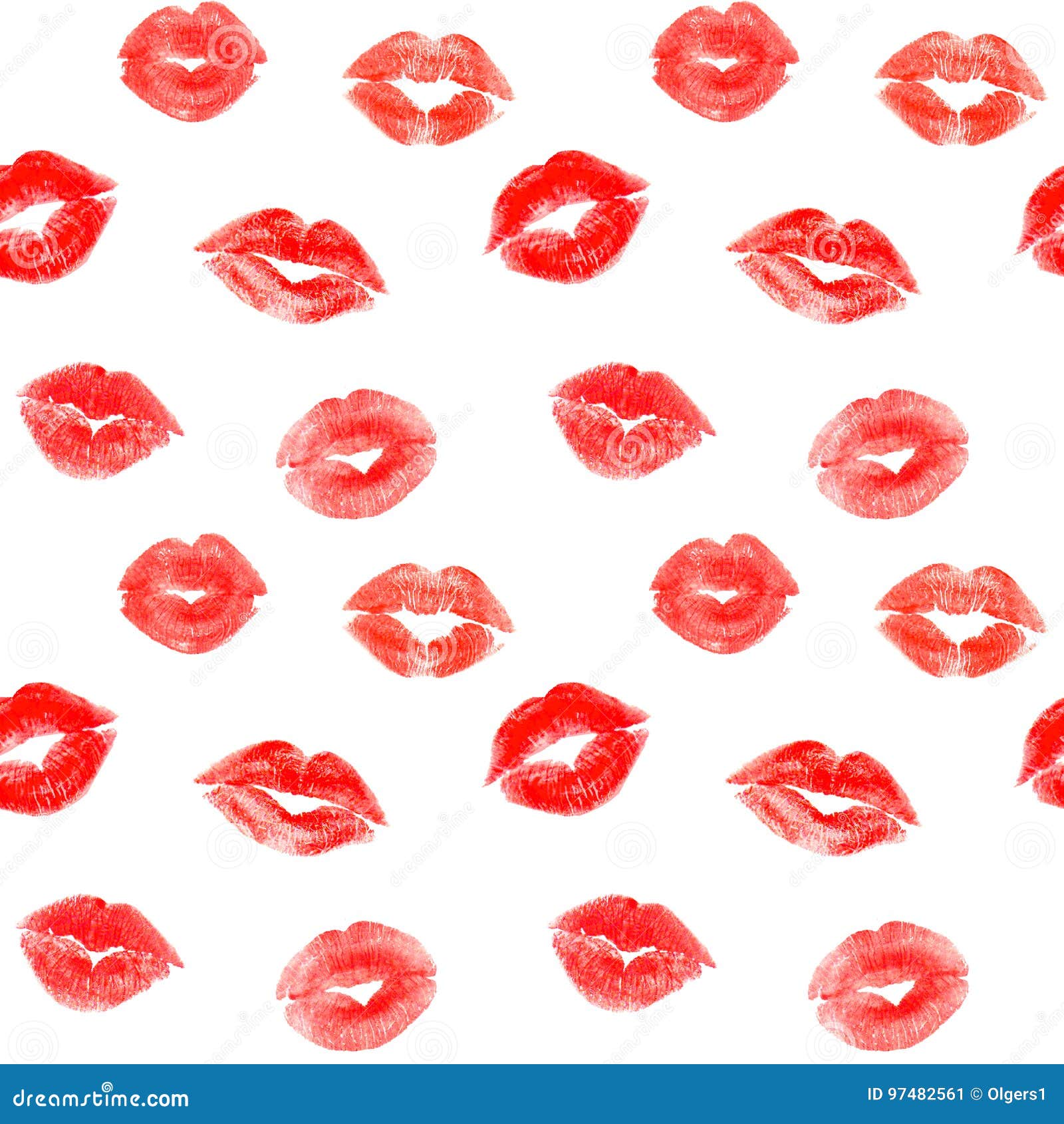 Seamless Pattern with Trace Red Lips Kisses Stock Illustration ...