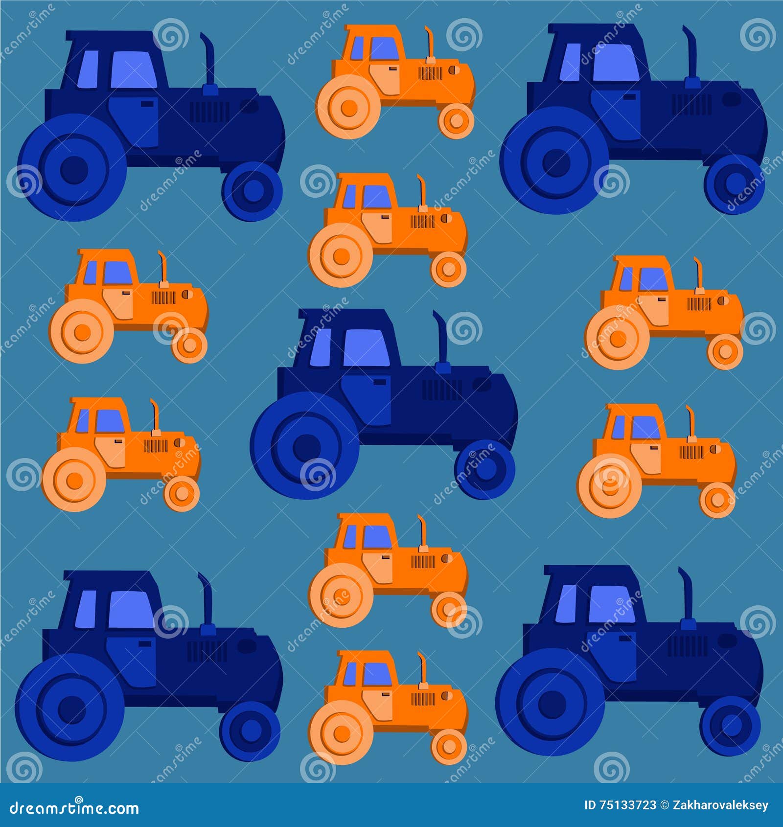 Seamless pattern tractor stock vector. Illustration of graphic - 75133723