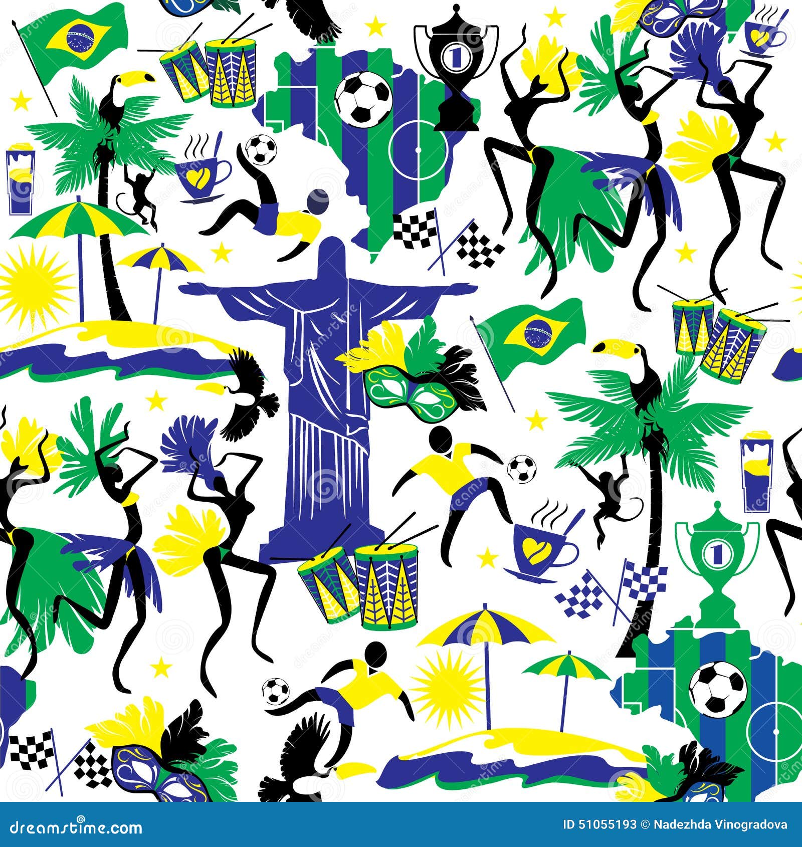 Seamless Pattern with Traditional Brazilian Items Stock Vector ...