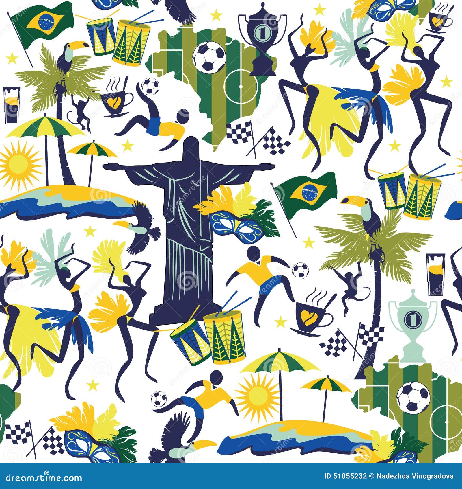 Seamless Pattern with Traditional Brazilian Items Stock Vector ...