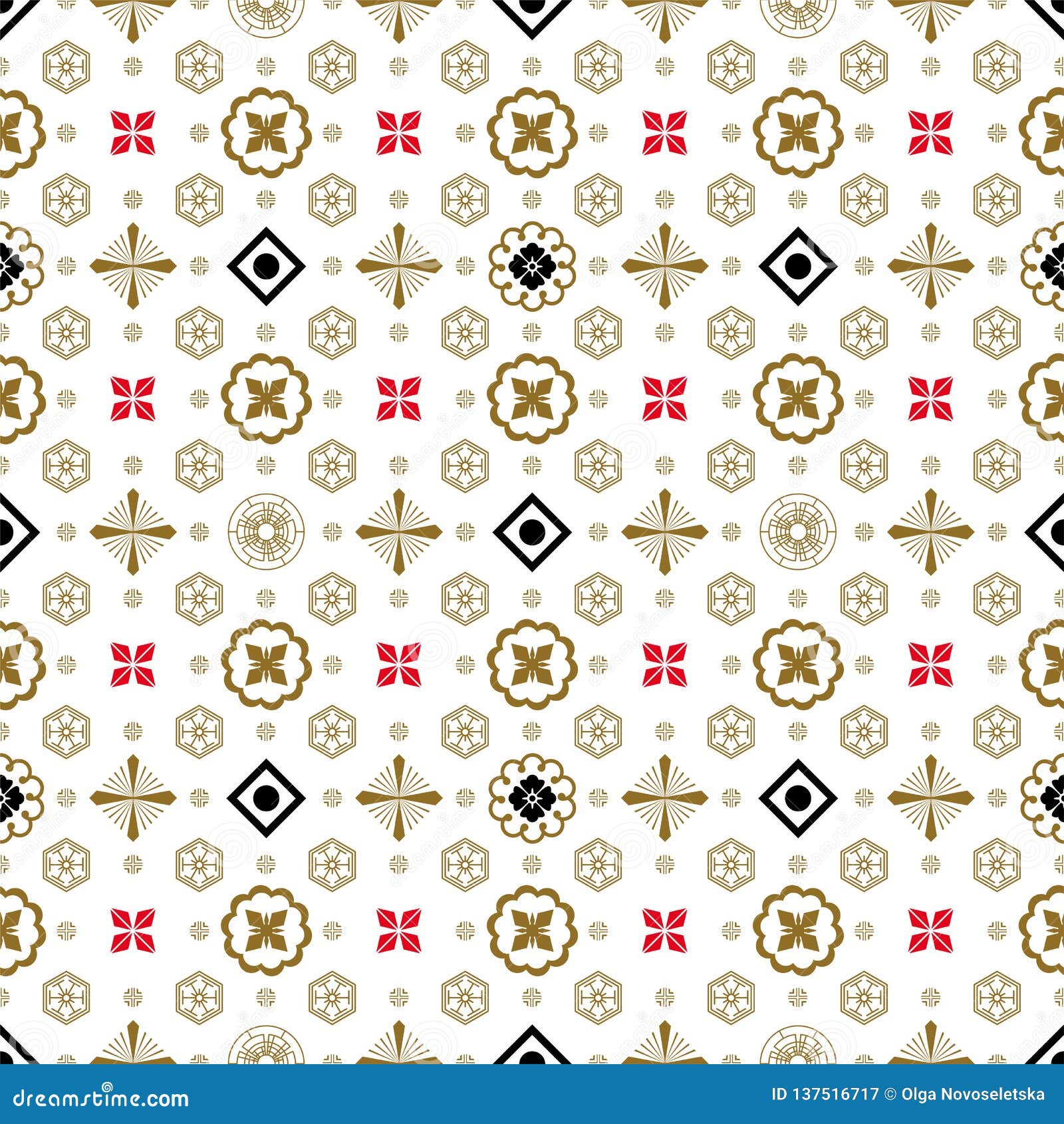 Seamless Pattern with Traditional Japanese Decor Elements Stock Vector ...