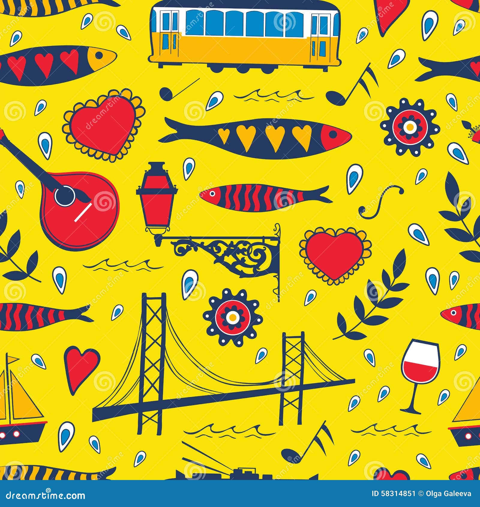 Seamless Pattern with Traditional Portuguese Stock Vector ...