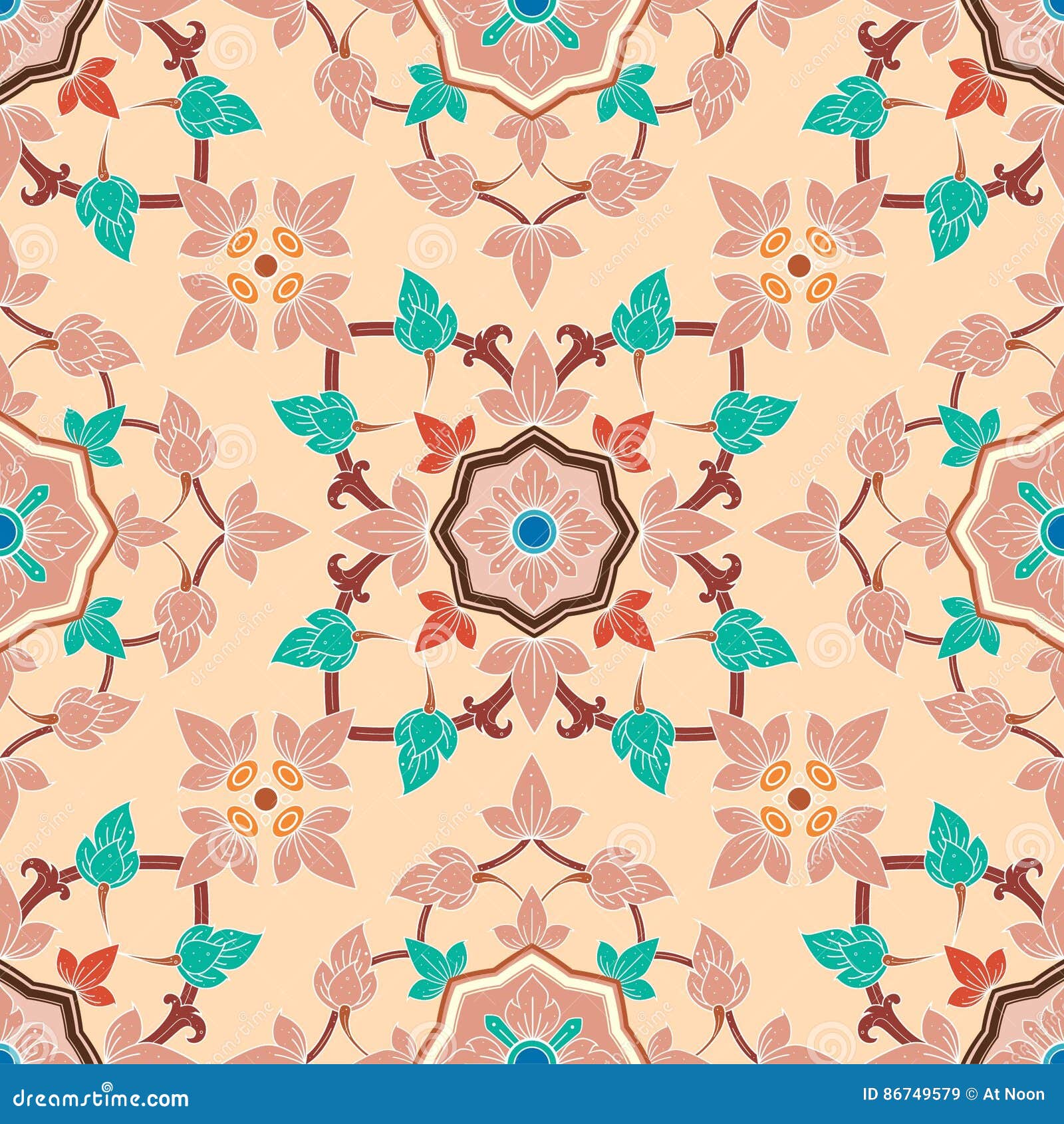 Seamless Pattern in Traditional Thai Stock Vector - Illustration of ...