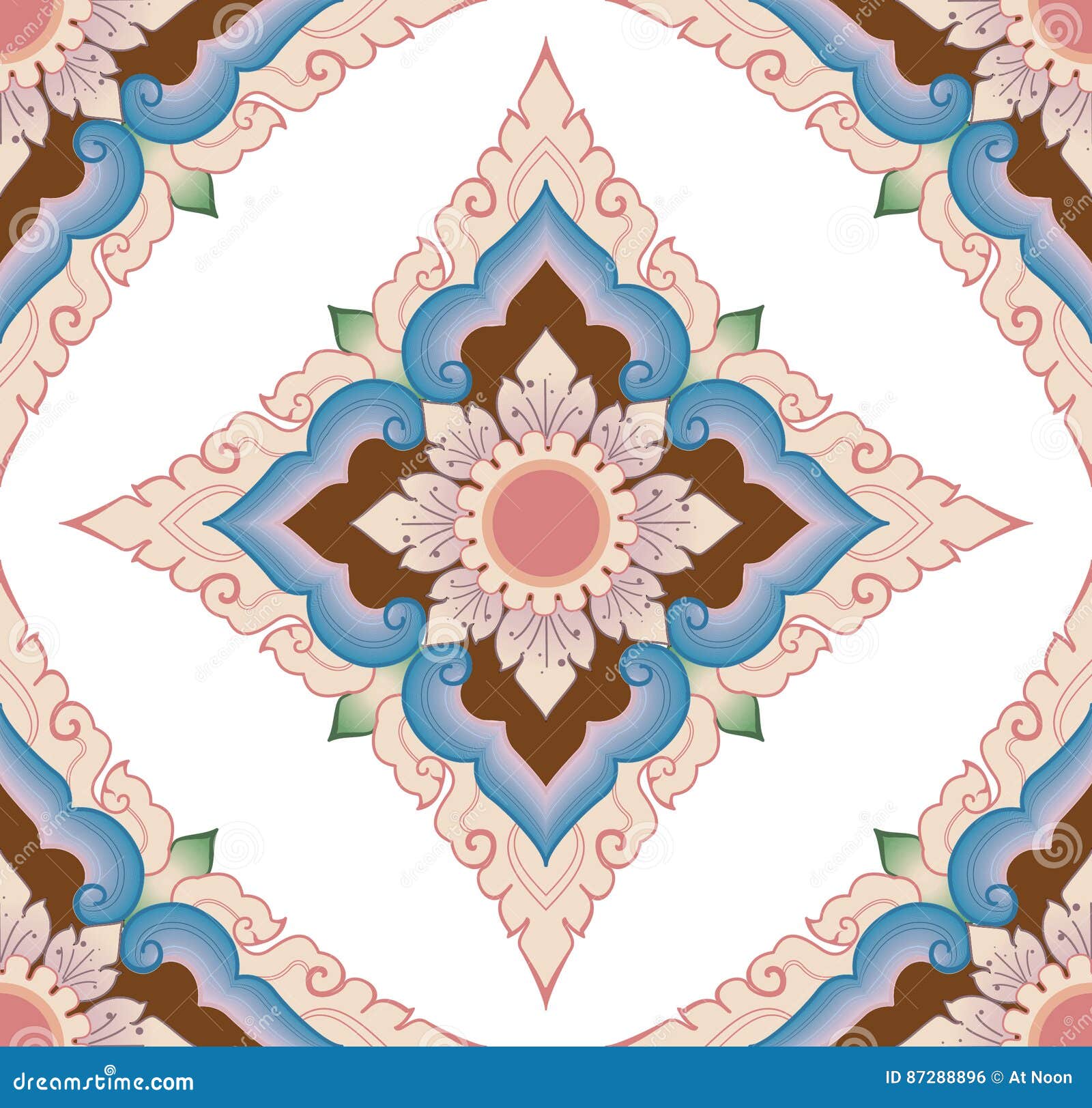 Seamless Pattern in Traditional Thai Stock Vector - Illustration of ...