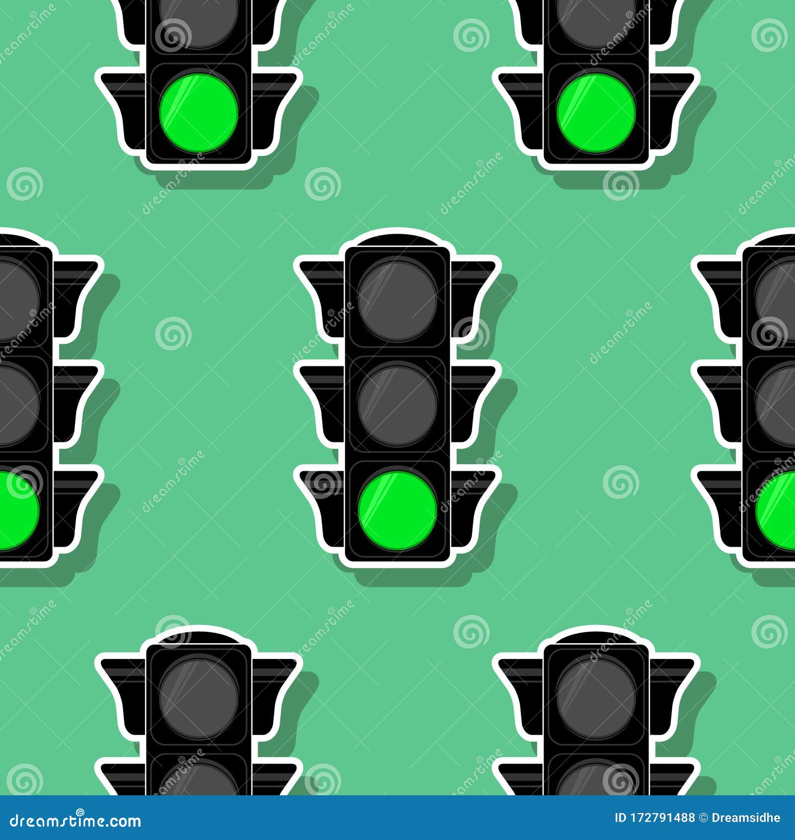 Seamless Pattern with Traffic Semaphore Stock Vector - Illustration of ...