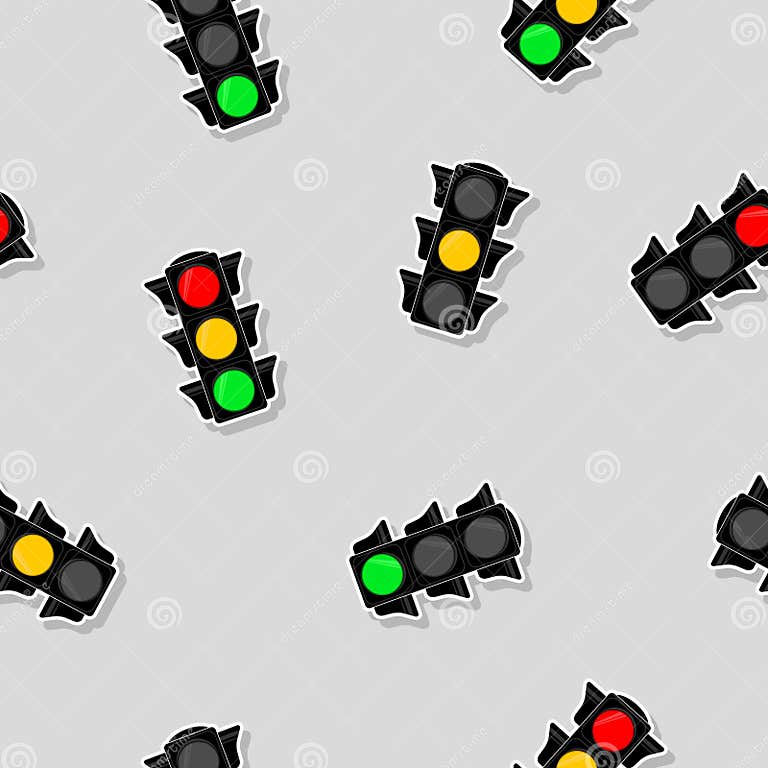 Seamless Pattern with Traffic Semaphore Stock Vector - Illustration of ...