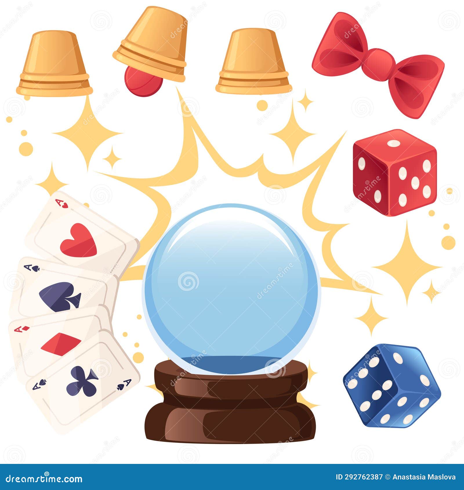 Seamless Pattern Transparent Blue Magic Ball on Wooden Stand Vector ...